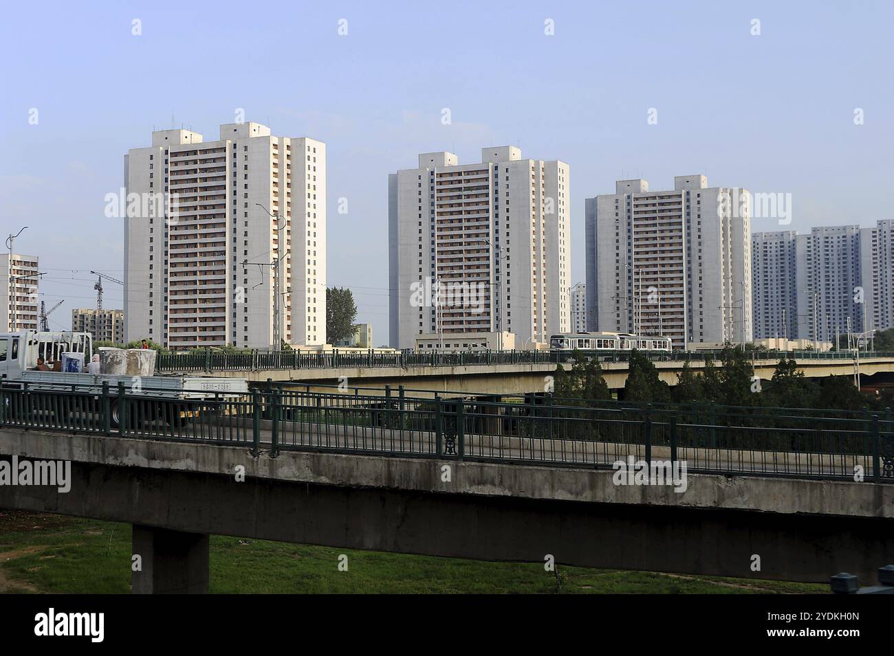 10.08.2012, Pyongyang, North Korea, Asia, A view of high-rise ...