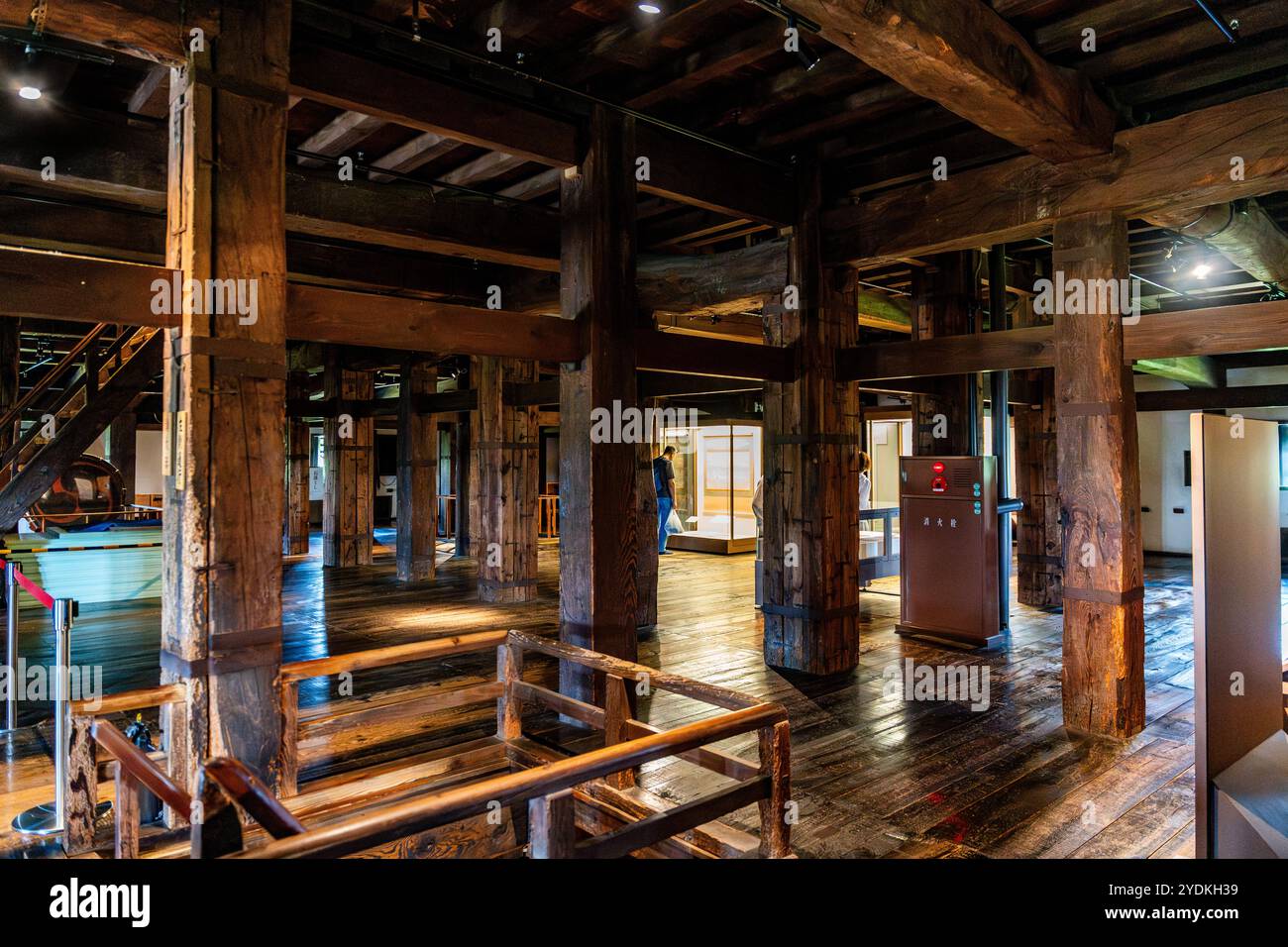 Stairs inside the main keep of Matsue Castle built in early 17th ...