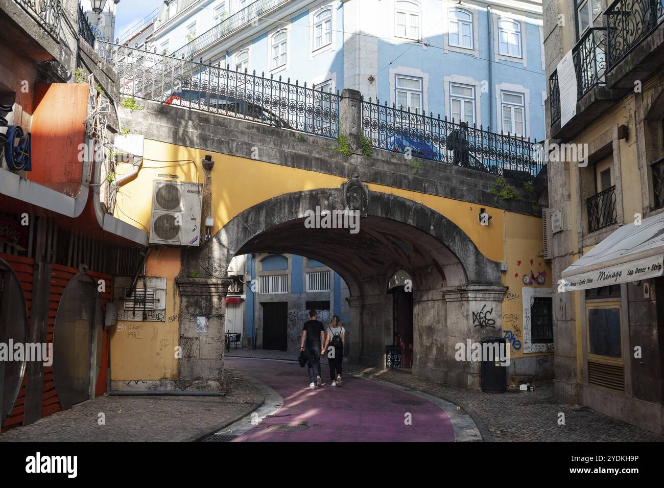 11.06.2018, Lisbon, Portugal, Europe, View of Rua Nova do Carvalho ...