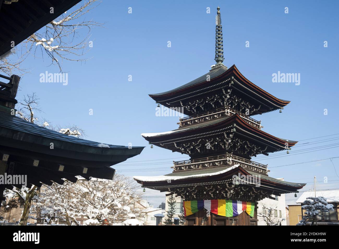 29.12.2017, Takayama, Gifu, Japan, Asia, The three-storey wooden pagoda ...
