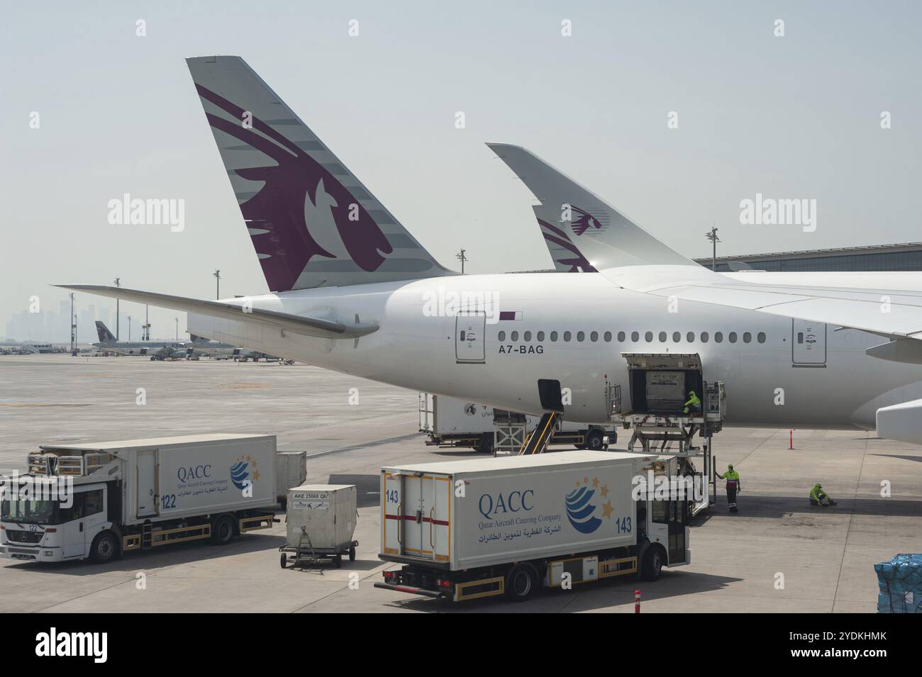 05.06.2019, Doha, Qatar, Qatar Airways passenger aircraft at Hamad ... 05.06.2019, Doha, Qatar, Qatar Airways passenger aircraft at Hamad ...