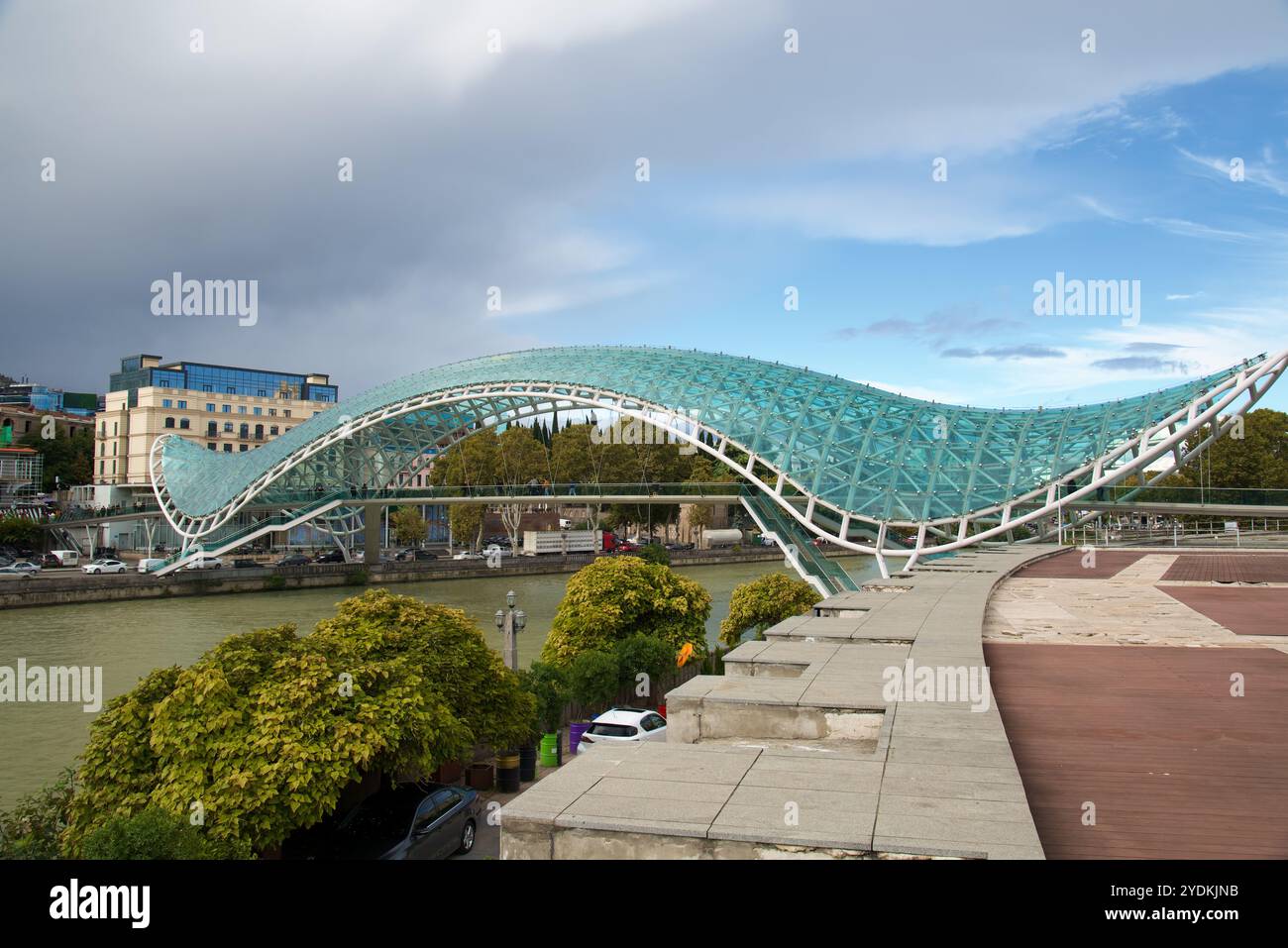Bridge of Peace, steel and glass construction pedestrian bridge over ...