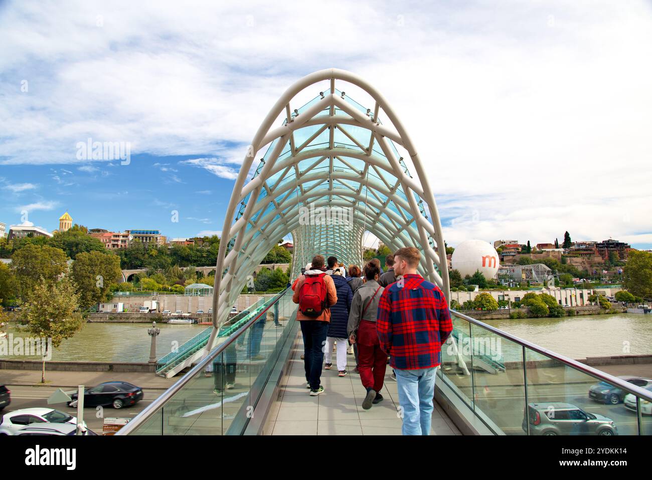 Bridge of Peace, steel and glass construction pedestrian bridge over ...