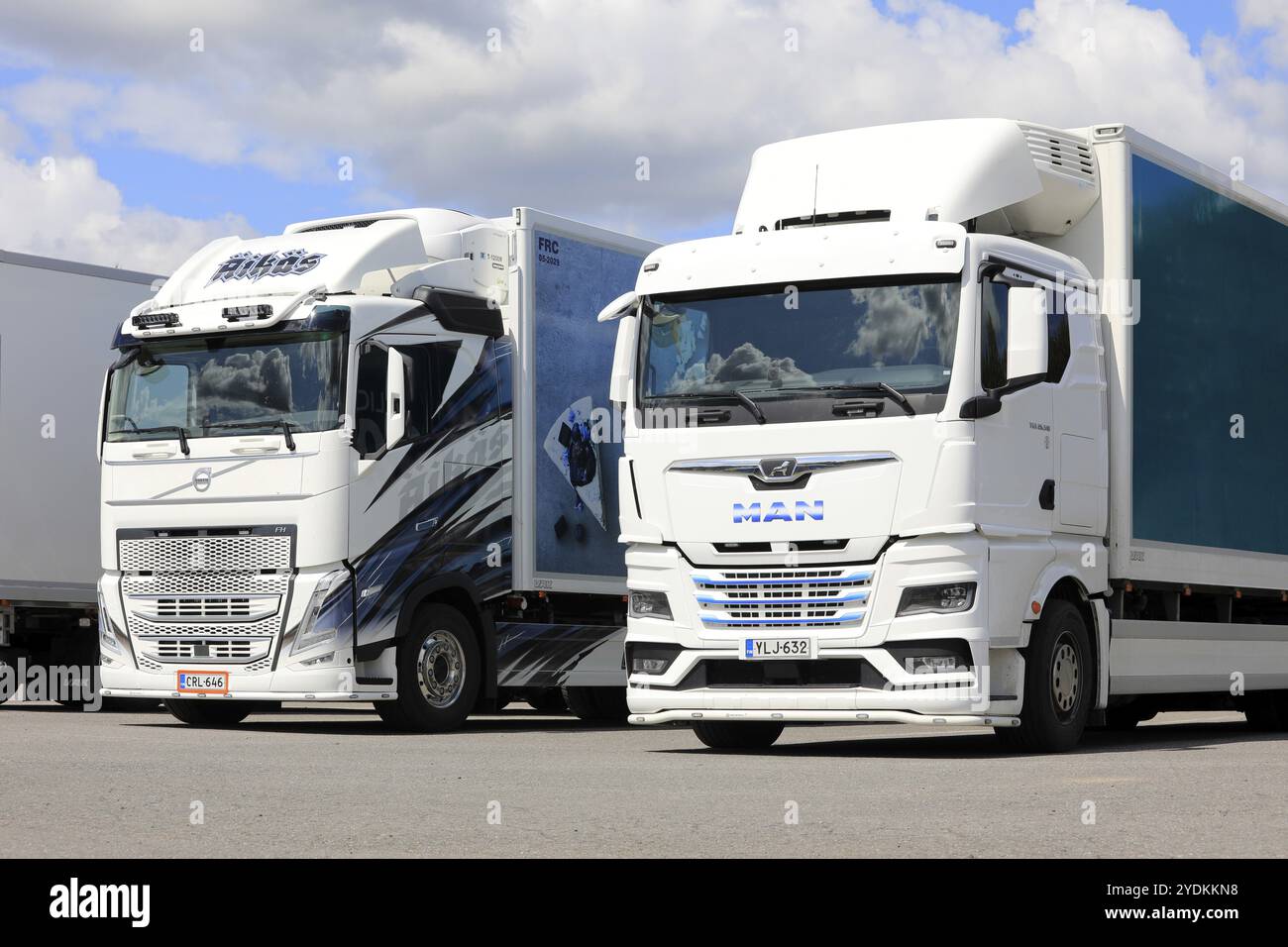 New, customised Volvo FH and MAN TGX trucks in front of FRC temperature ...