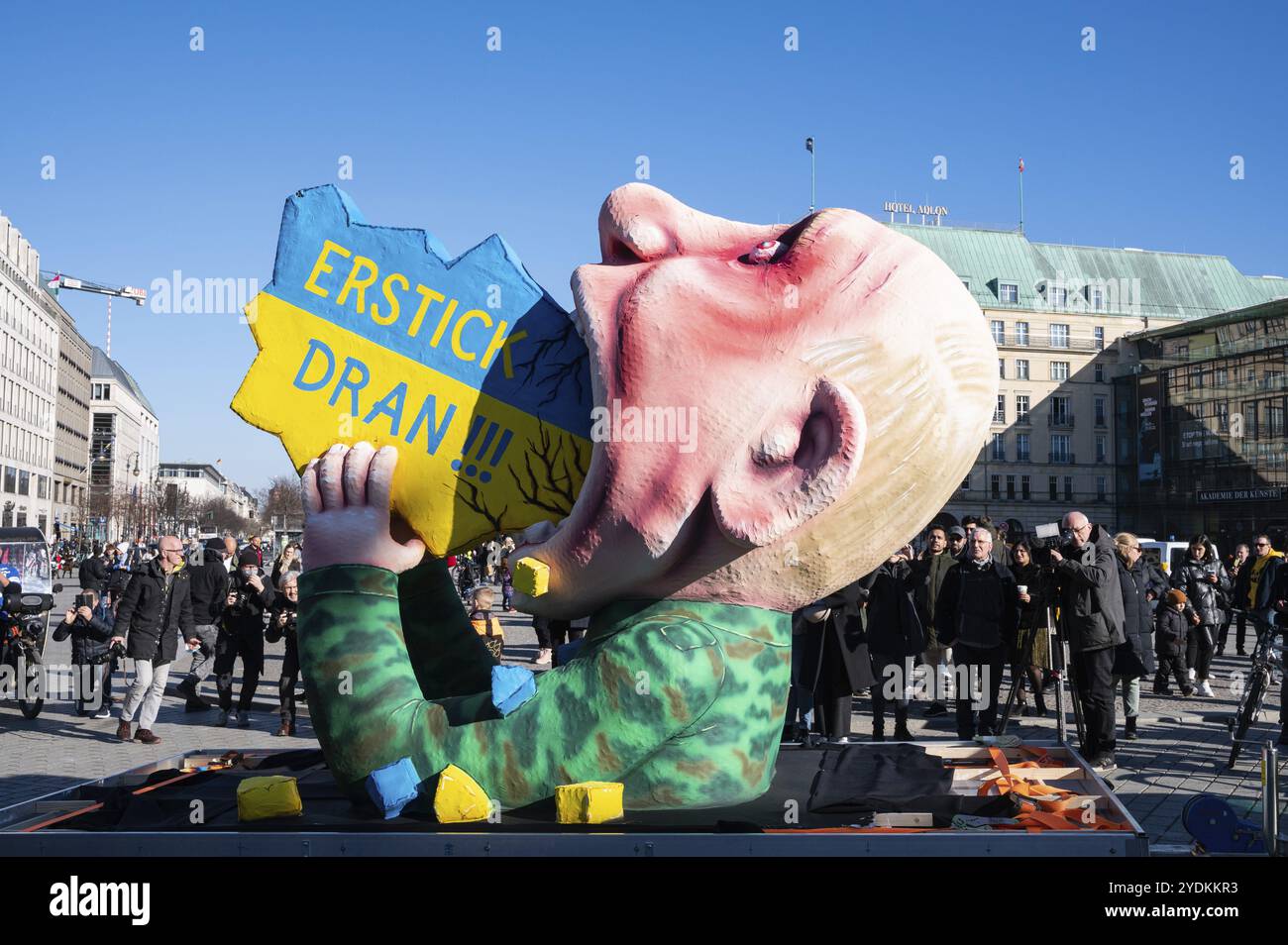 12.03.2022, Berlin, Germany, Europe, A carnival float by the sculptor ...