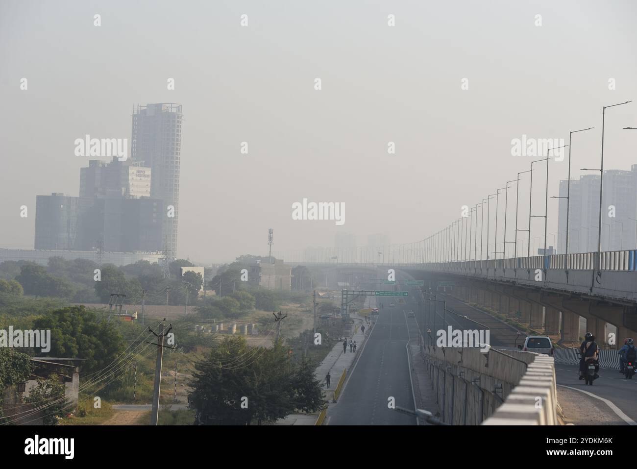 GURUGRAM, INDIA - OCTOBER 26: A view of a thick layer of smog engulfed ...