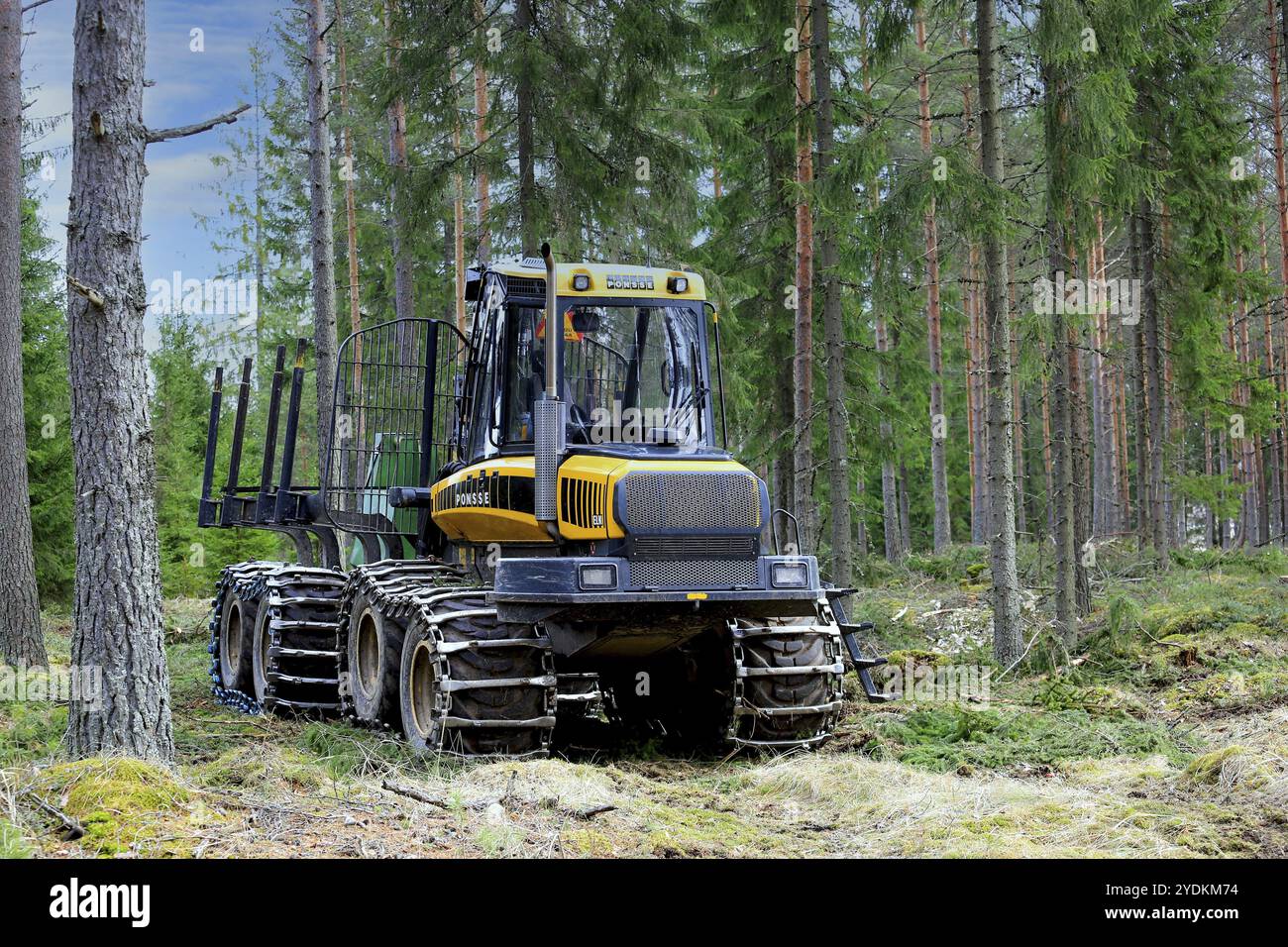 HUMPPILA, FINLAND, APRIL 8, 2017: PONSSE Elk forest forwarder in ...