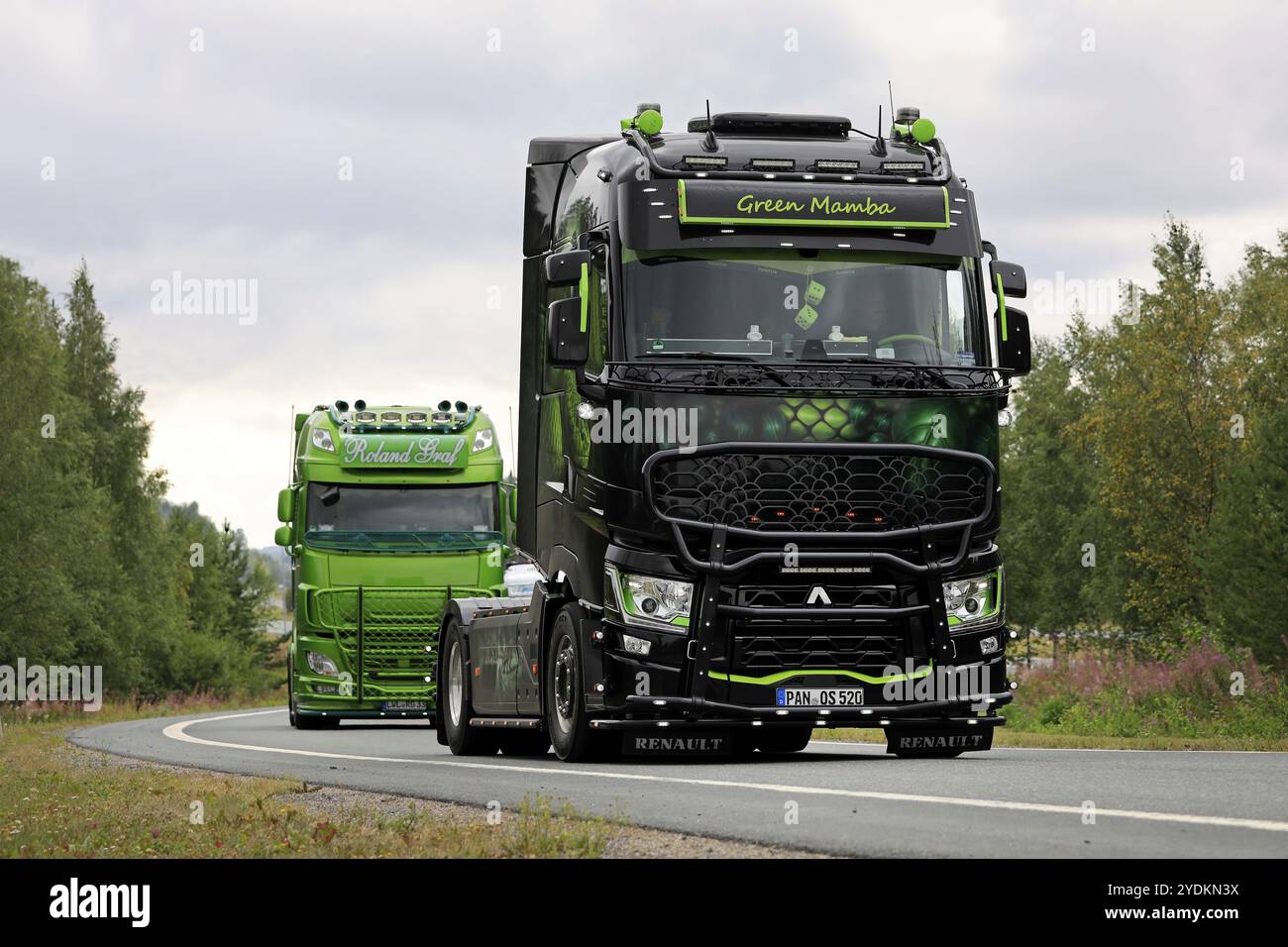Lempaala, Finland. August 8, 2019. Customised Renault Trucks T lorry ...