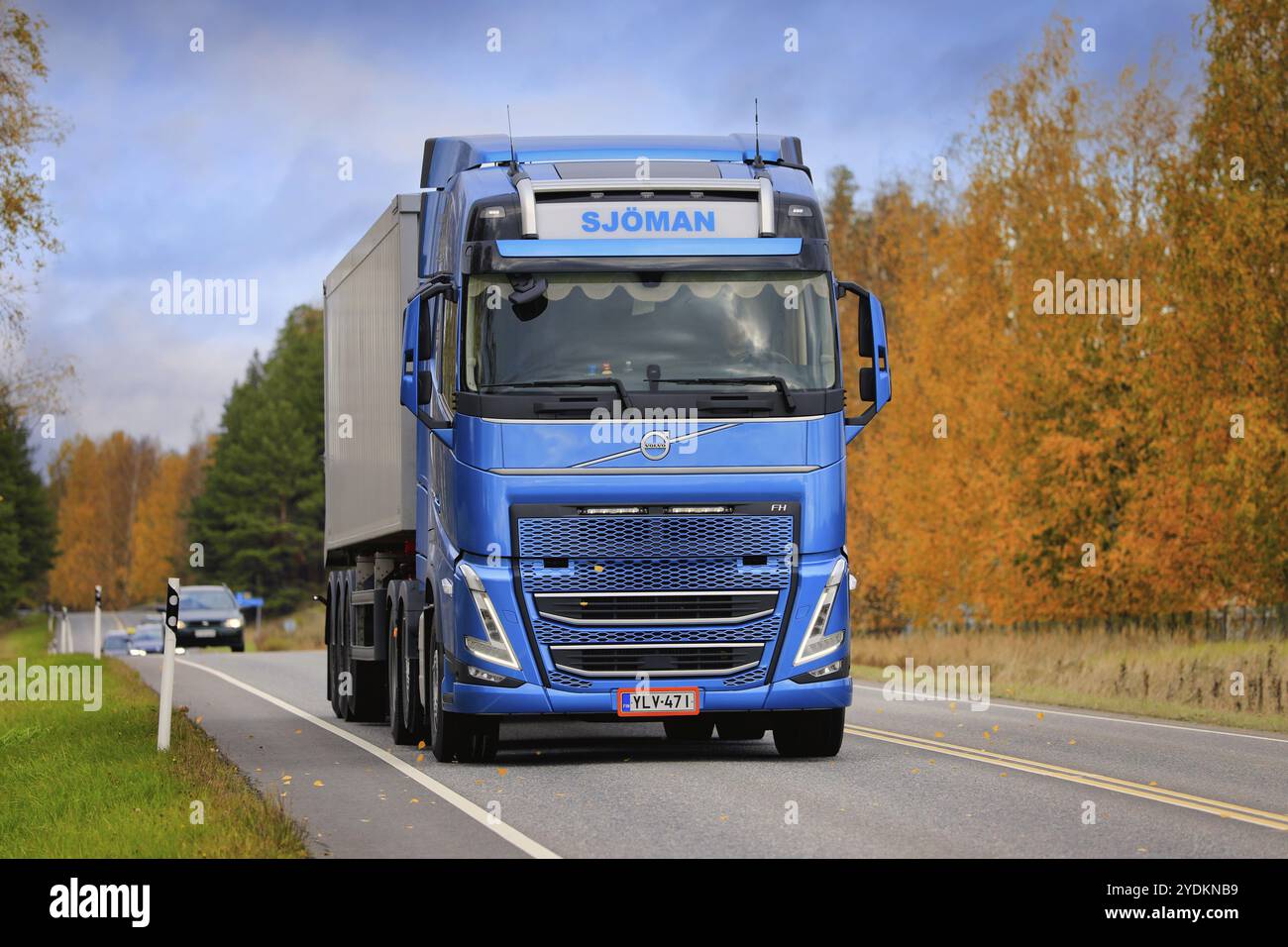 New blue Volvo FH truck semi trailer of Transport Sjoman Oy Ab in ...