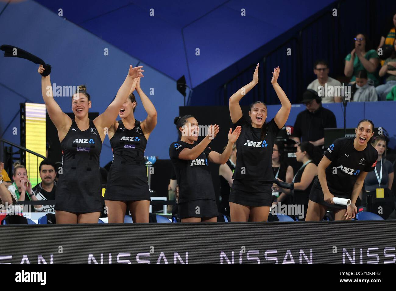 Perth, Australia. 27th Oct, 2024. The New Zealand bench cheer during ...