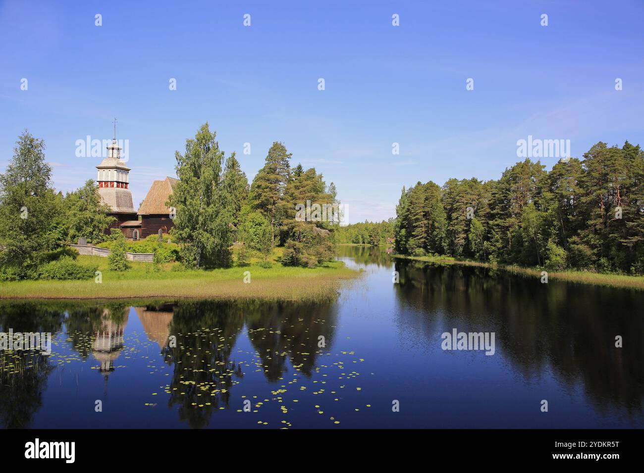 Finnish blue lake and sky landscape with UNESCO World Heritage site ...