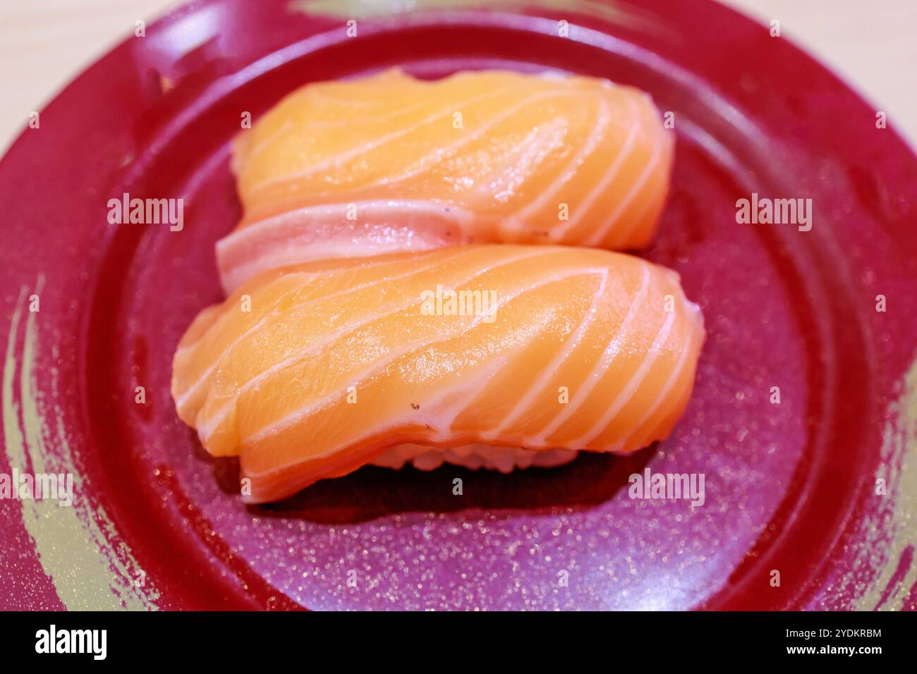 Japanese fresh Maguro Maki with Japanese rice in red plate Stock Photo ...