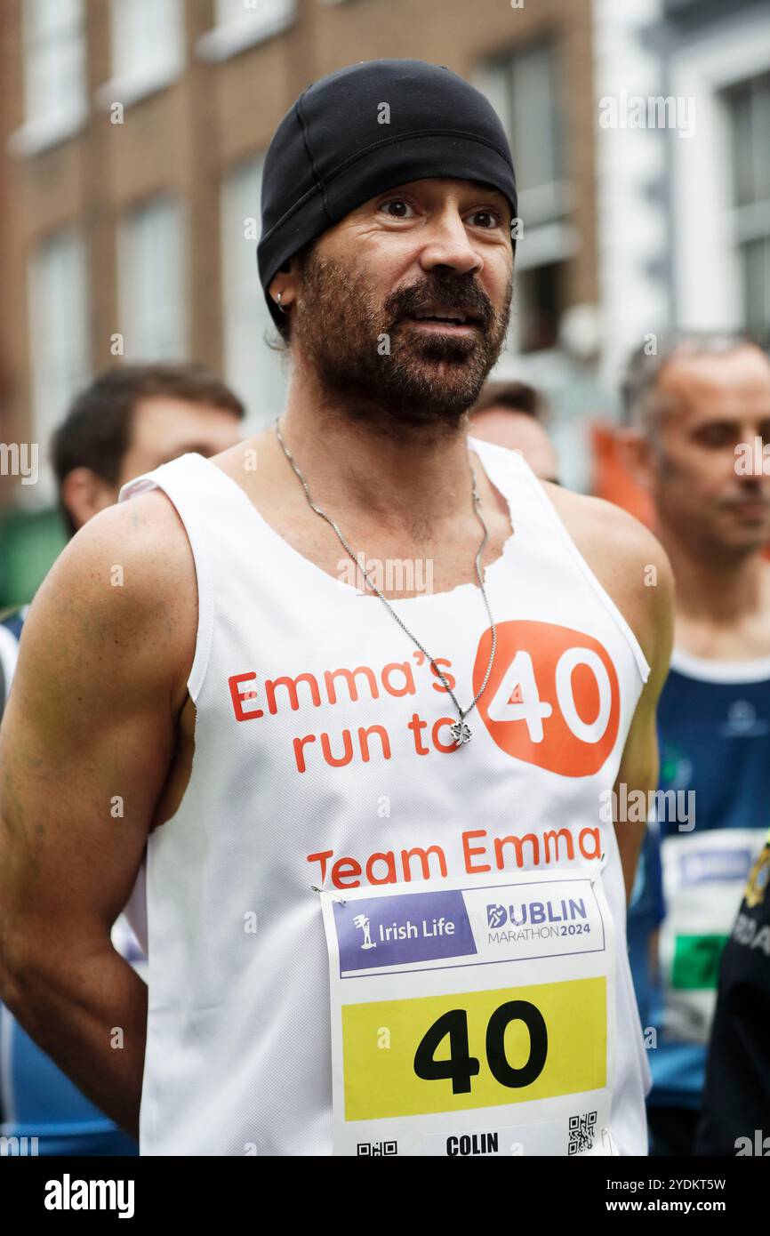 Actor Colin Farrell at the start of the Irish Life Dublin Marathon in ...