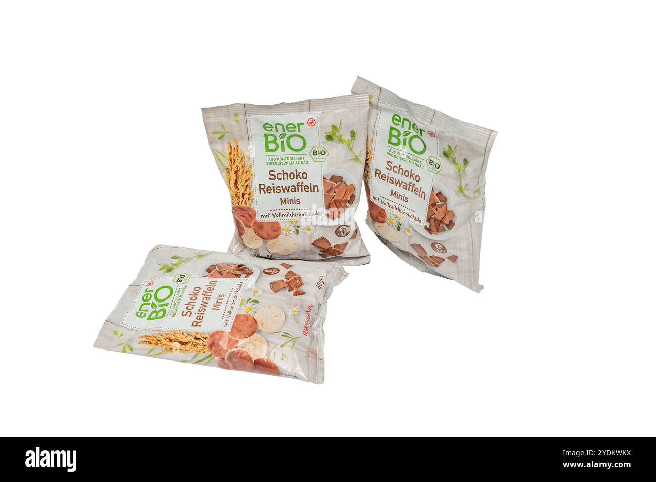 Germany Berlin October 26, 2024. Three packages of bio chocolate rice ...