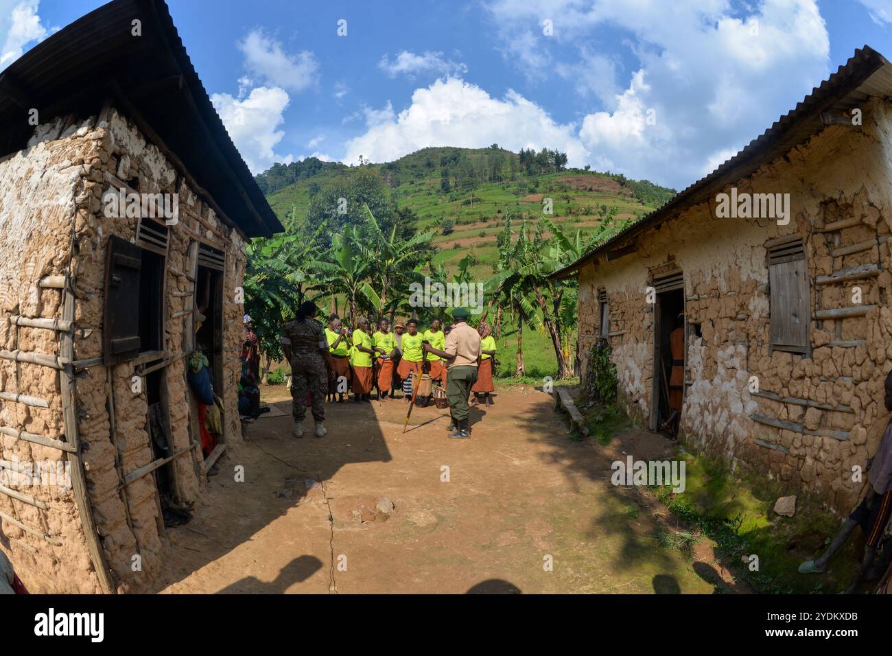 A Pigmy ( Batwa) homesteadin Nkuringo, near Bwindi Impenetrable ...