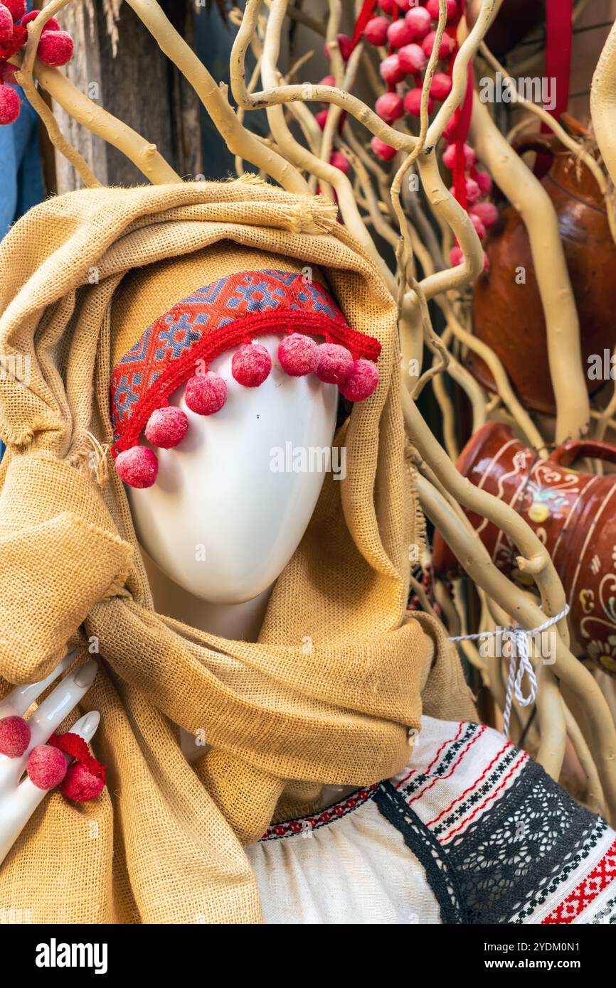 Slavic decorative doll in national costume with embroidery and with ...