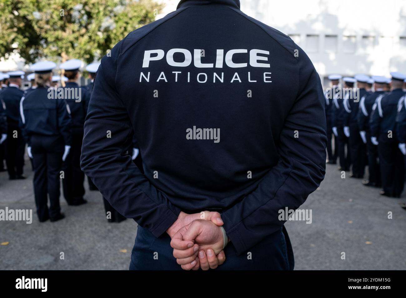 Police Nationale writing on the back of a student police officer the ...