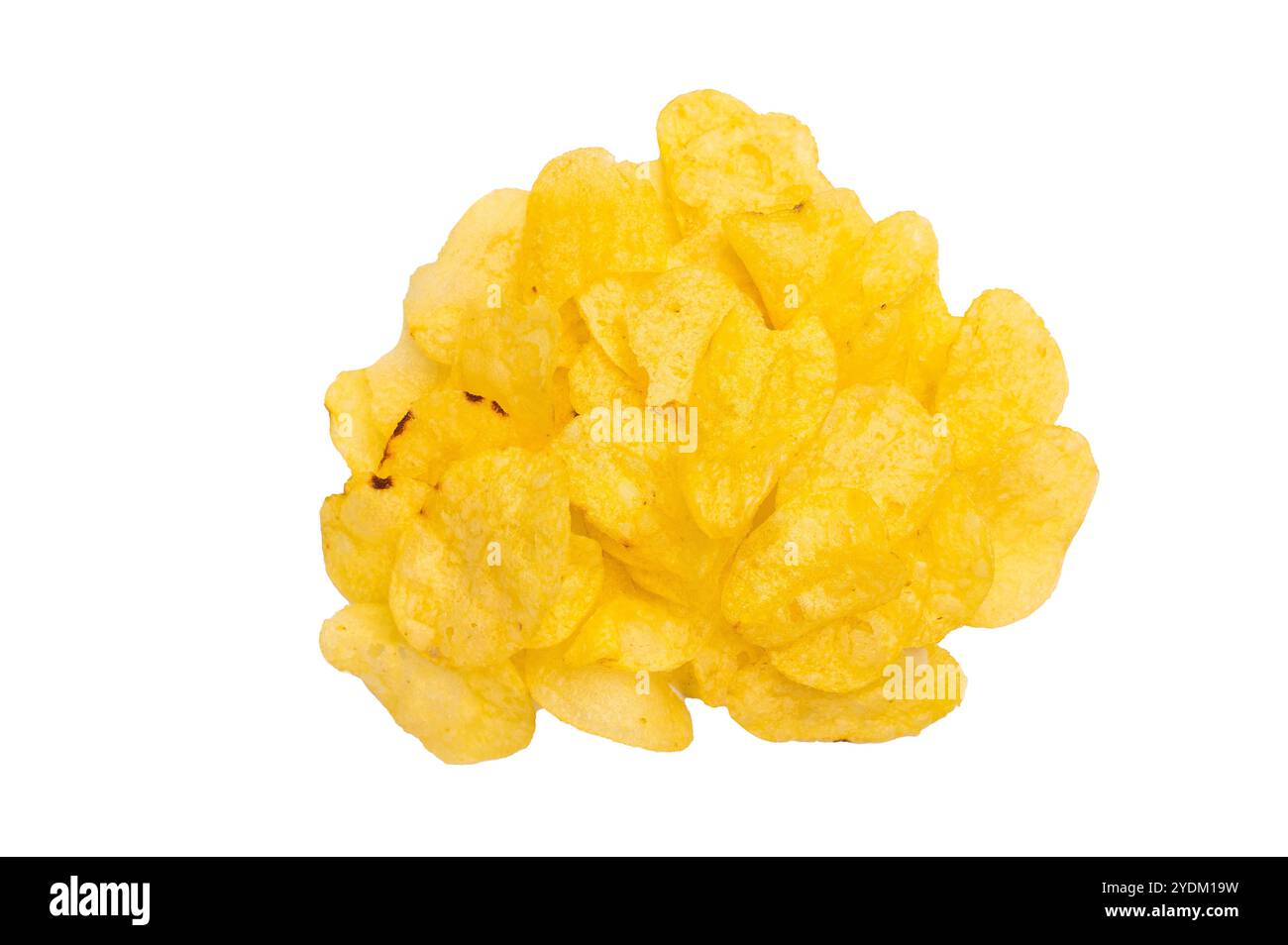 Heap of Crispy Potato salty chips isolated on white background Stock ...