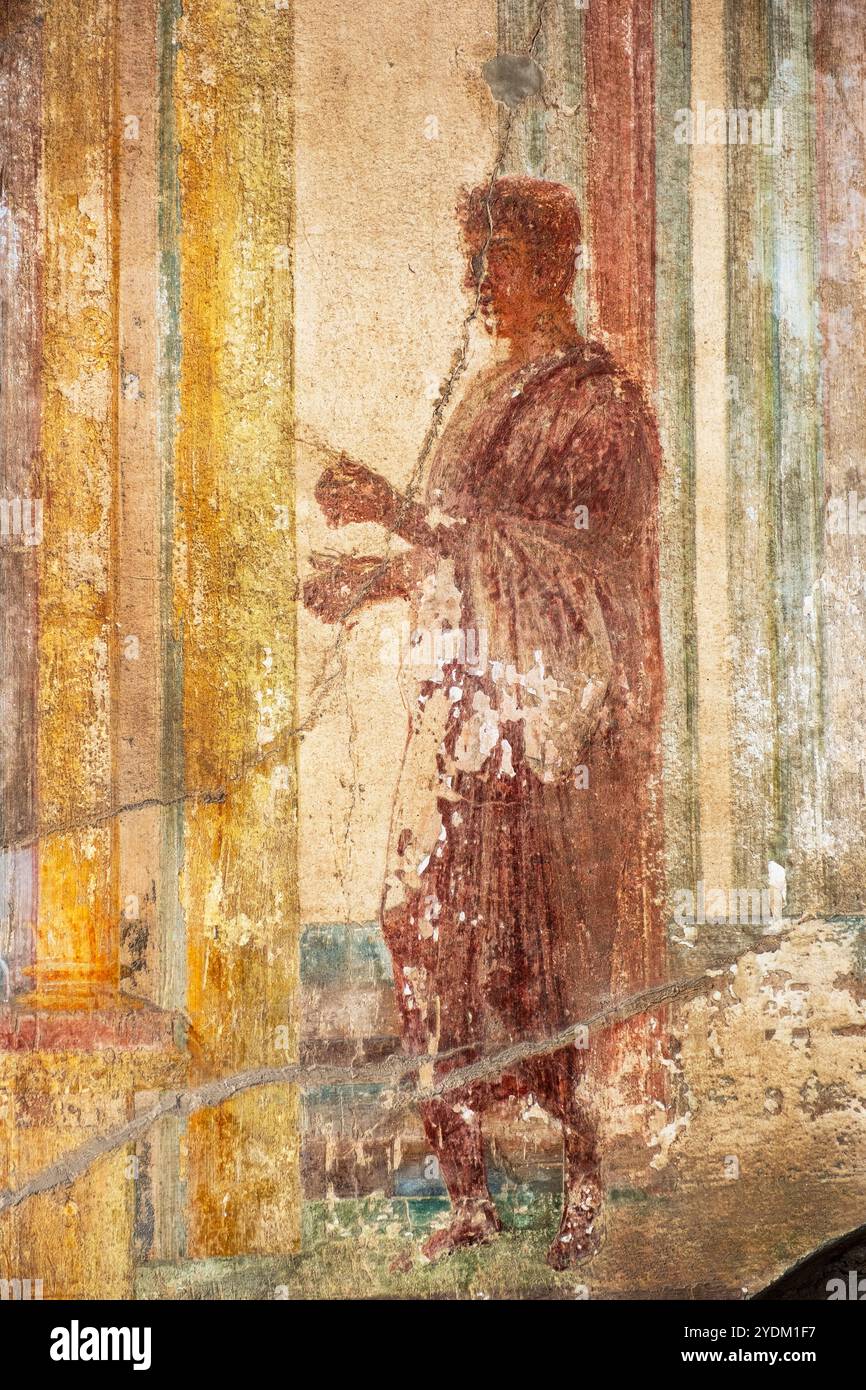 Ancient Roman wall fresco in the Macellum of Pompeii, Naples, Italy ...