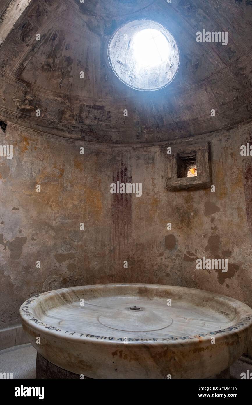 Interior of a Roman Bath House, Archaeological park of Pompeii, Naples ...