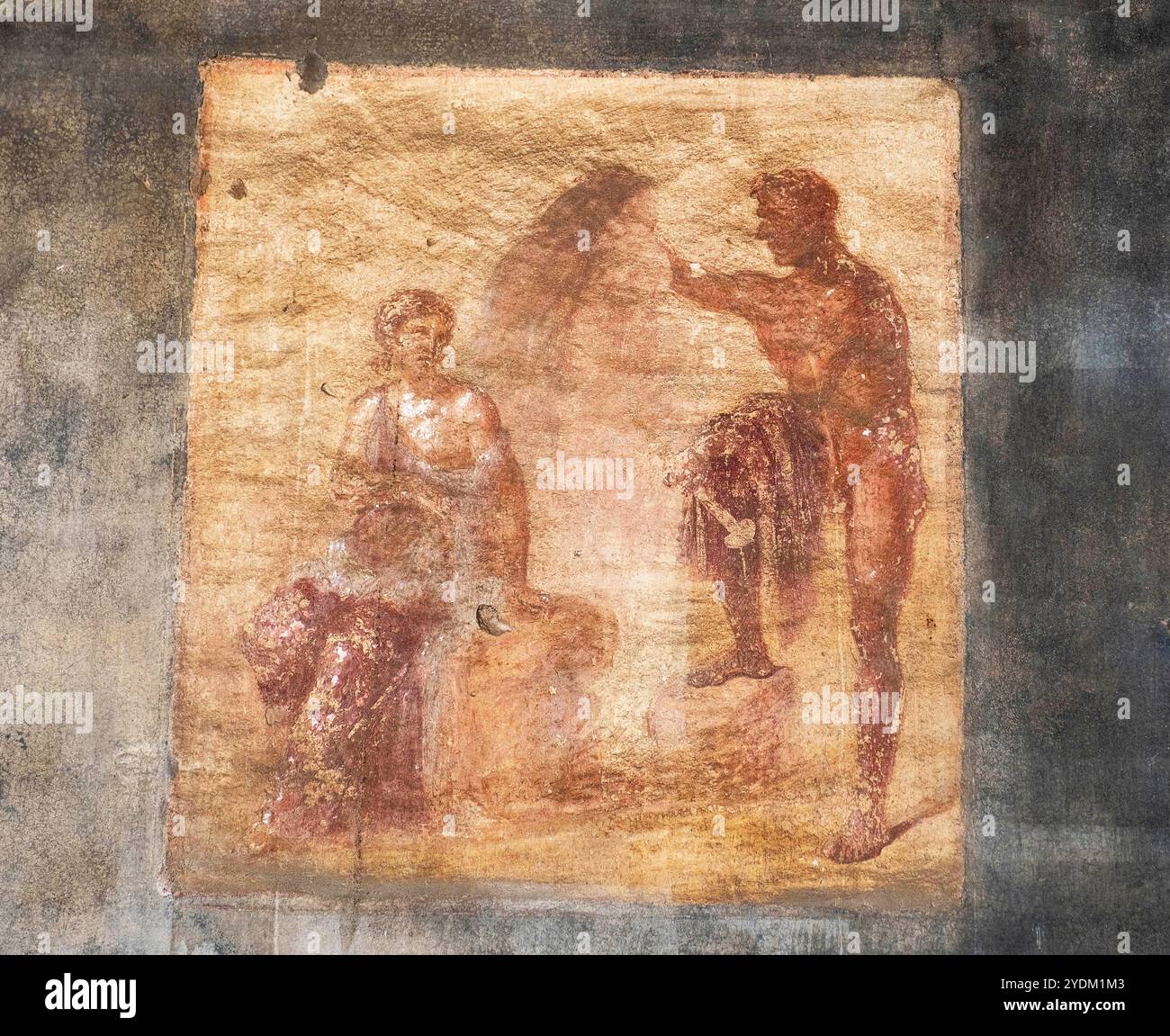 Ancient Roman wall fresco in the Macellum of Pompeii, Naples, Italy ...