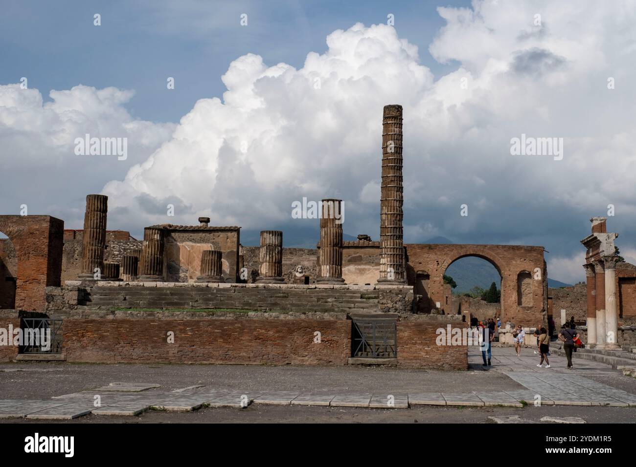 Tour groups during a visit to the forum - Pompeii archaeological site ...