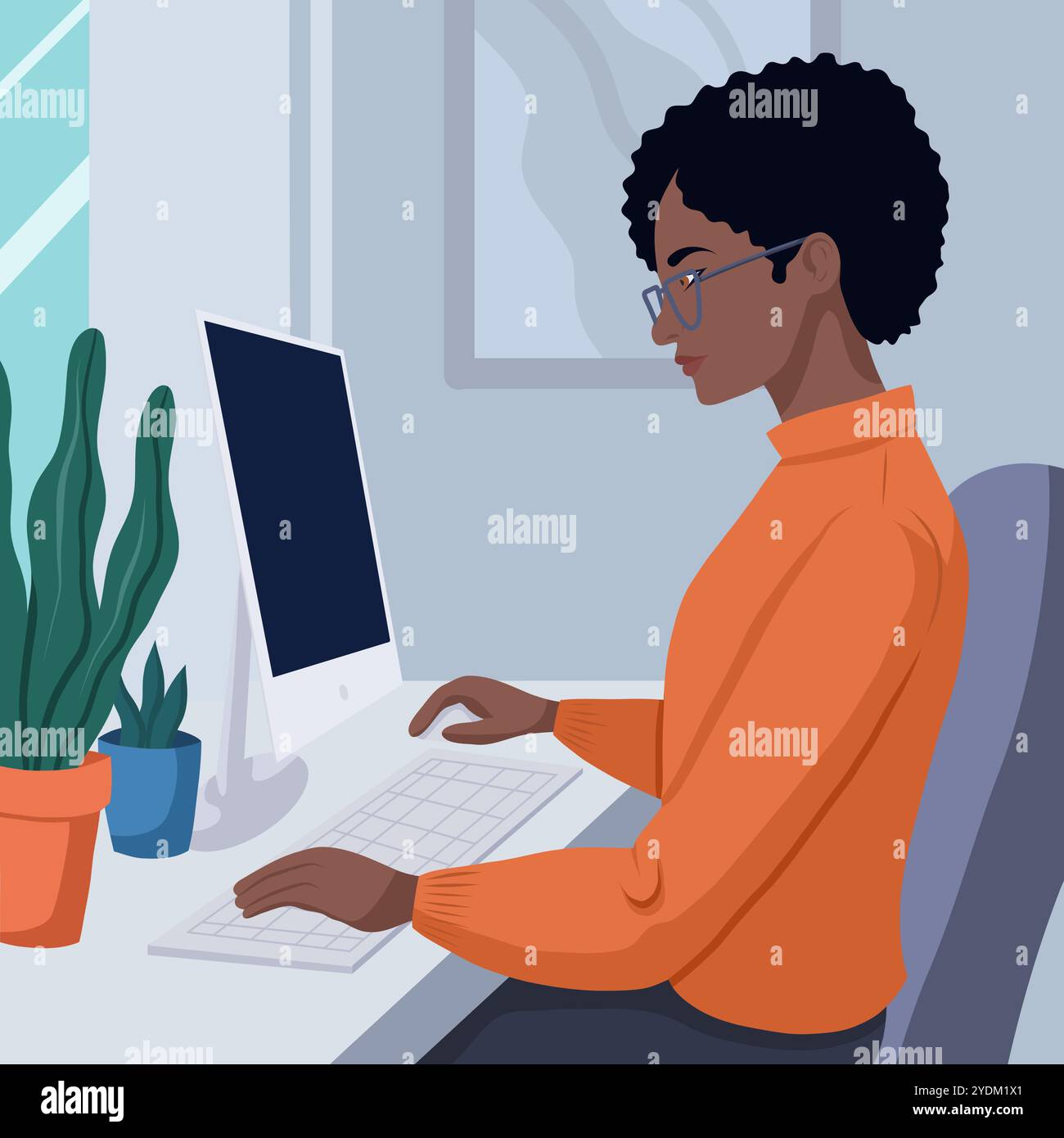 African american girl studying home Stock Vector Images - Alamy