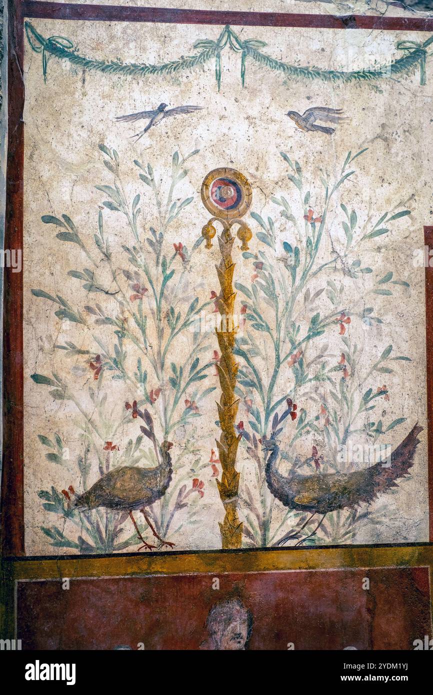 Fresco decorating a wall of the viridarium (garden) of the House of the ...