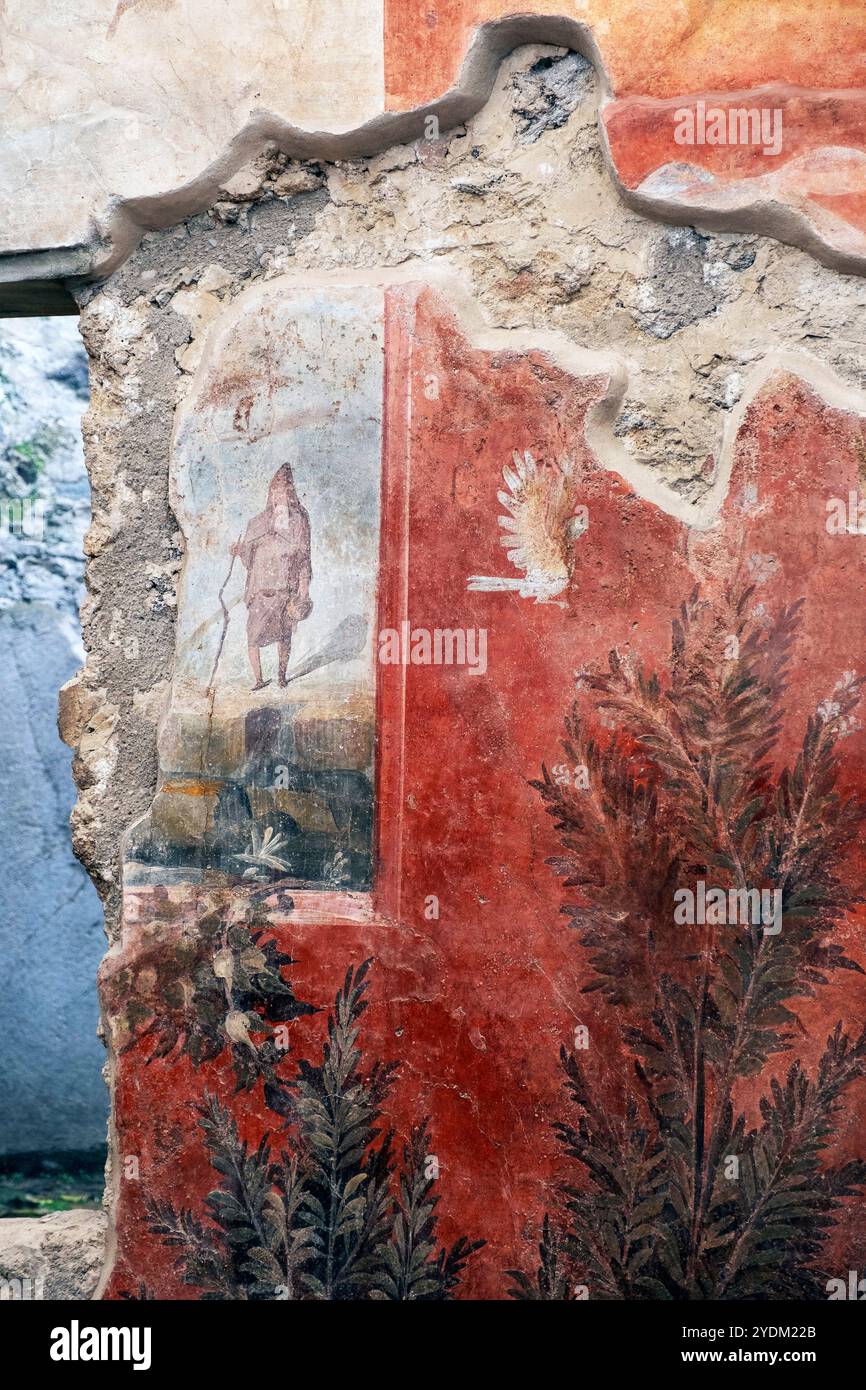 Fresco decorating a wall of the viridarium (garden) of the House of the ...
