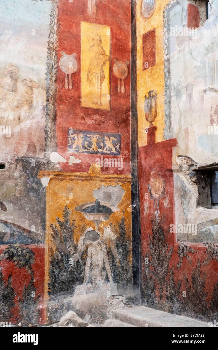 Fresco decorating a wall of the viridarium (garden) of the House of the ...