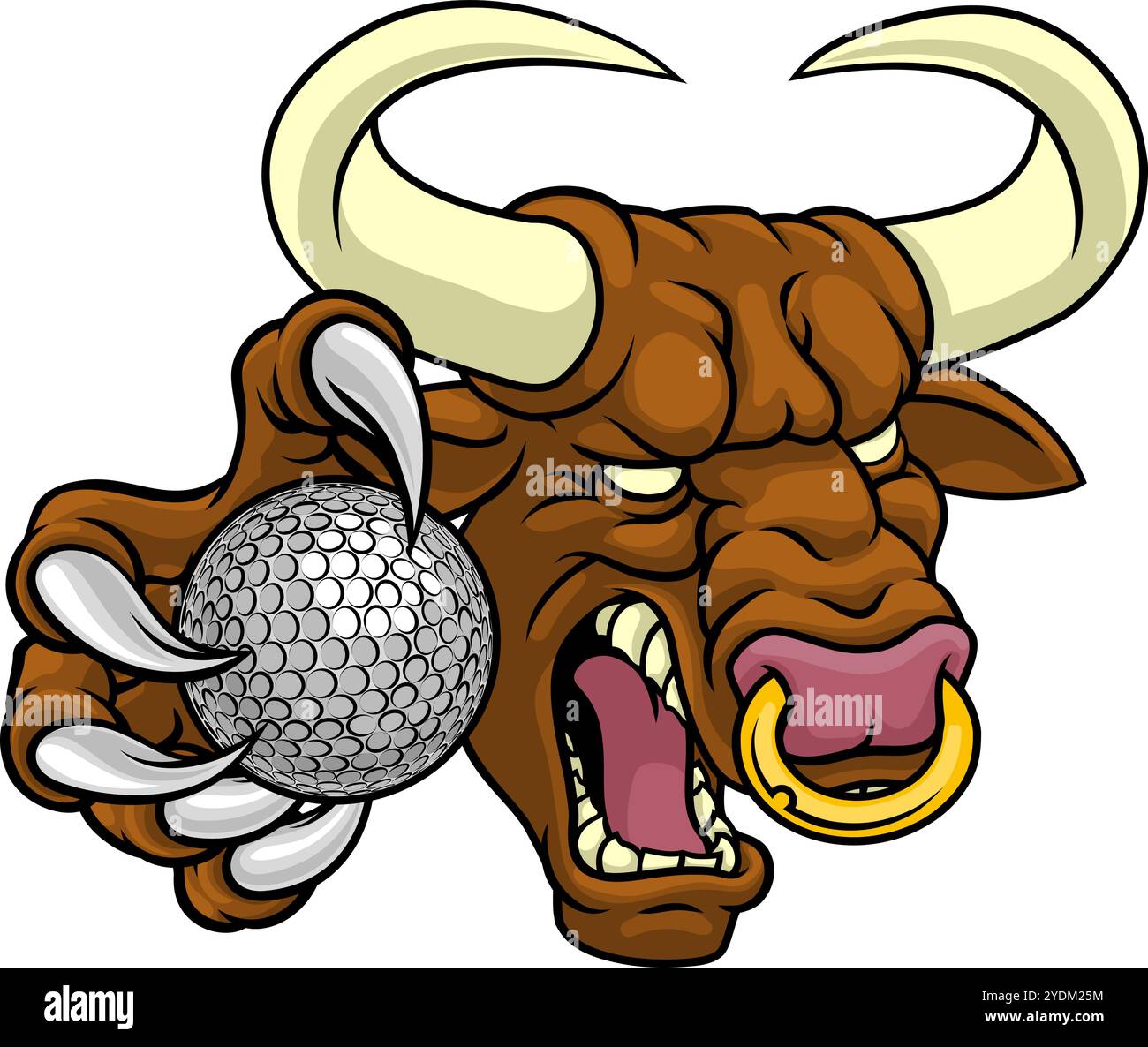 Bull Minotaur Longhorn Cow Golf Mascot Cartoon Stock Vector Image & Art ...