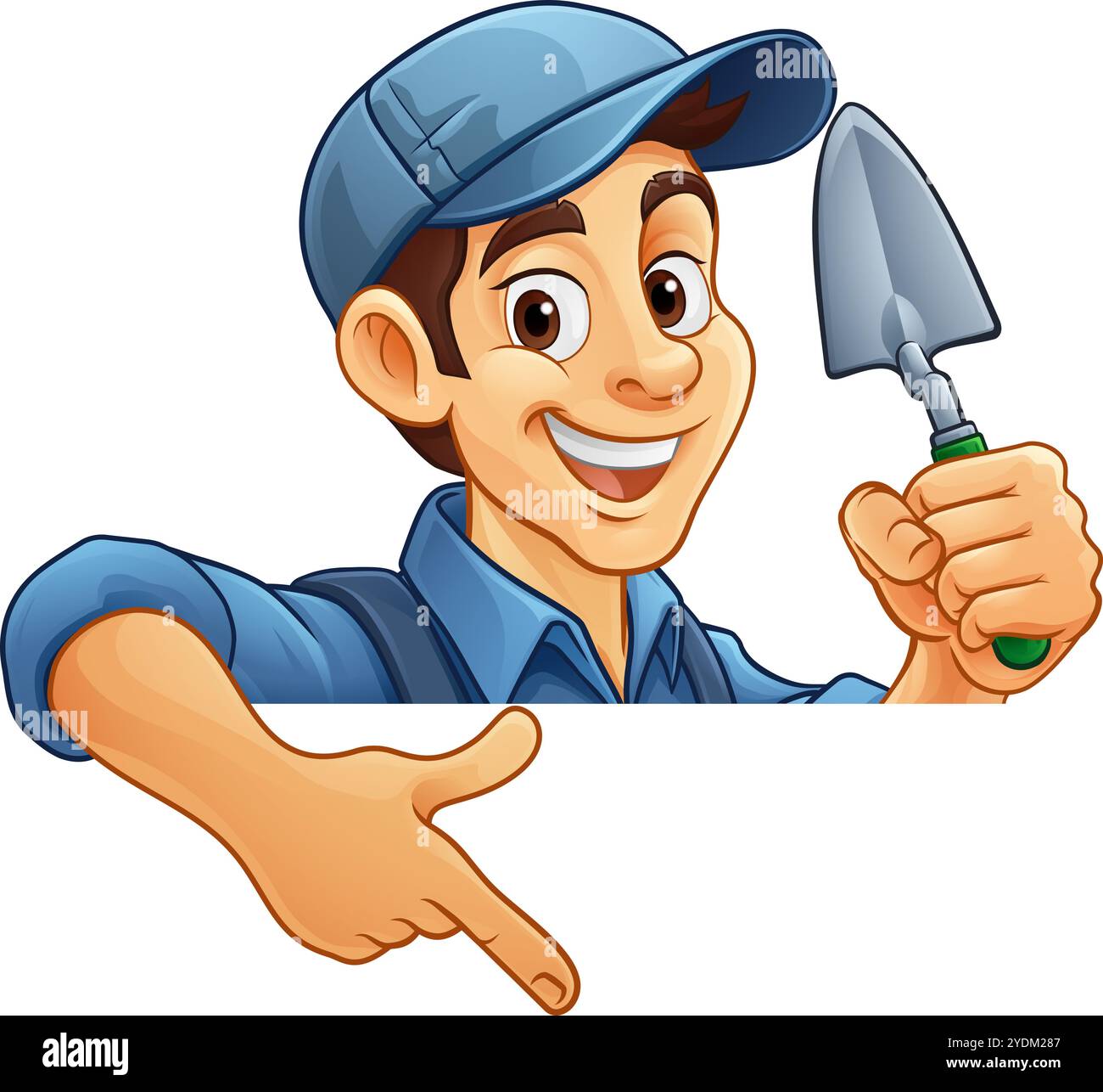 Brick Layer Mason Builder Cartoon Man Pointing Stock Vector Image & Art ...