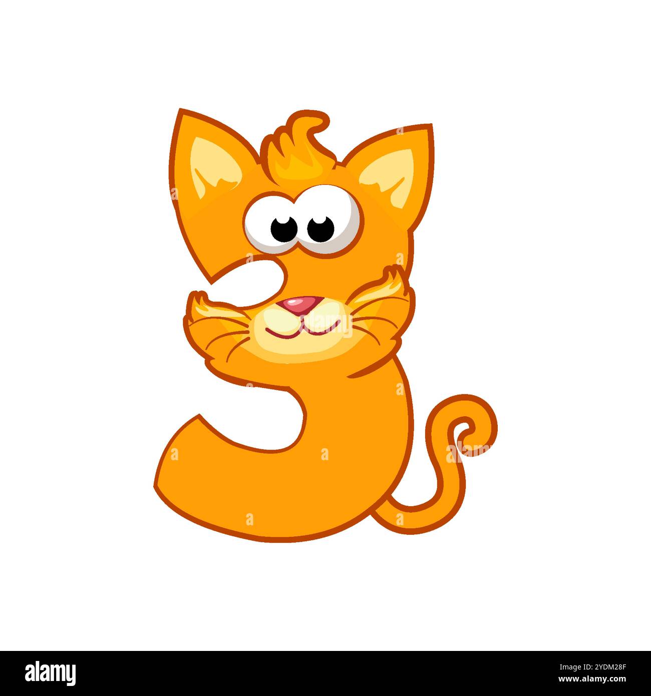 Cartoon cat number 3, figure Three. Cartoon of number with a animal ...