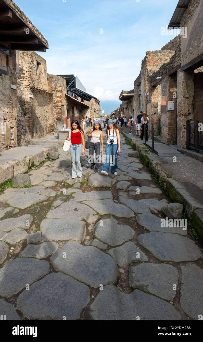 Stone paved street showing wagon and chariot wheel ruts, Archaeological ...