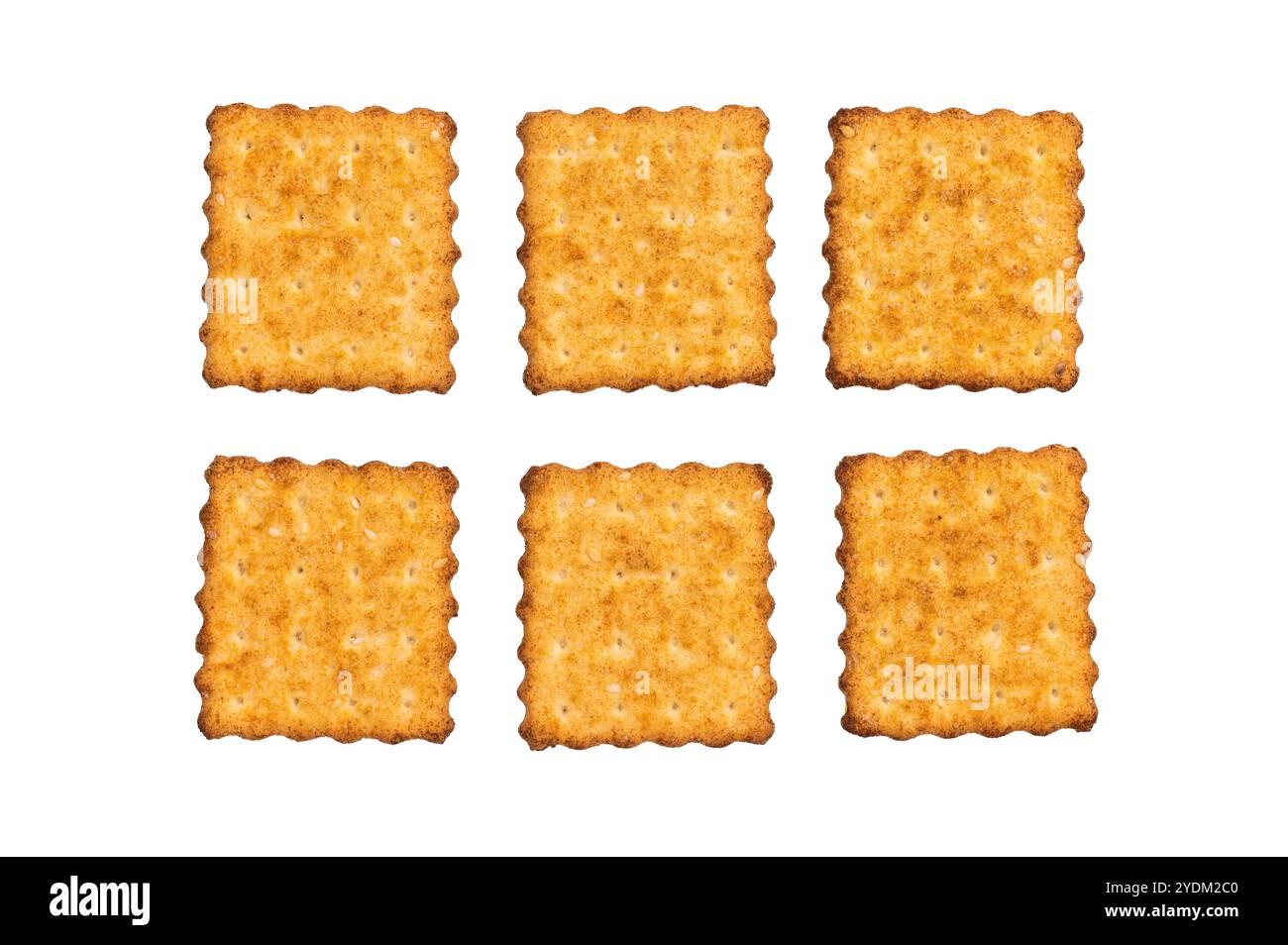 Wholemeal salt french crackers isolated on white background, top view ...