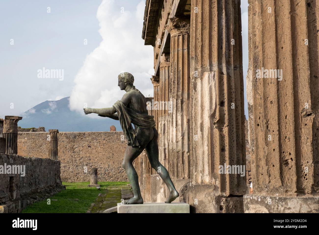 A bronze statue of Apollo as an archer in the Temple of Apollo with the ...