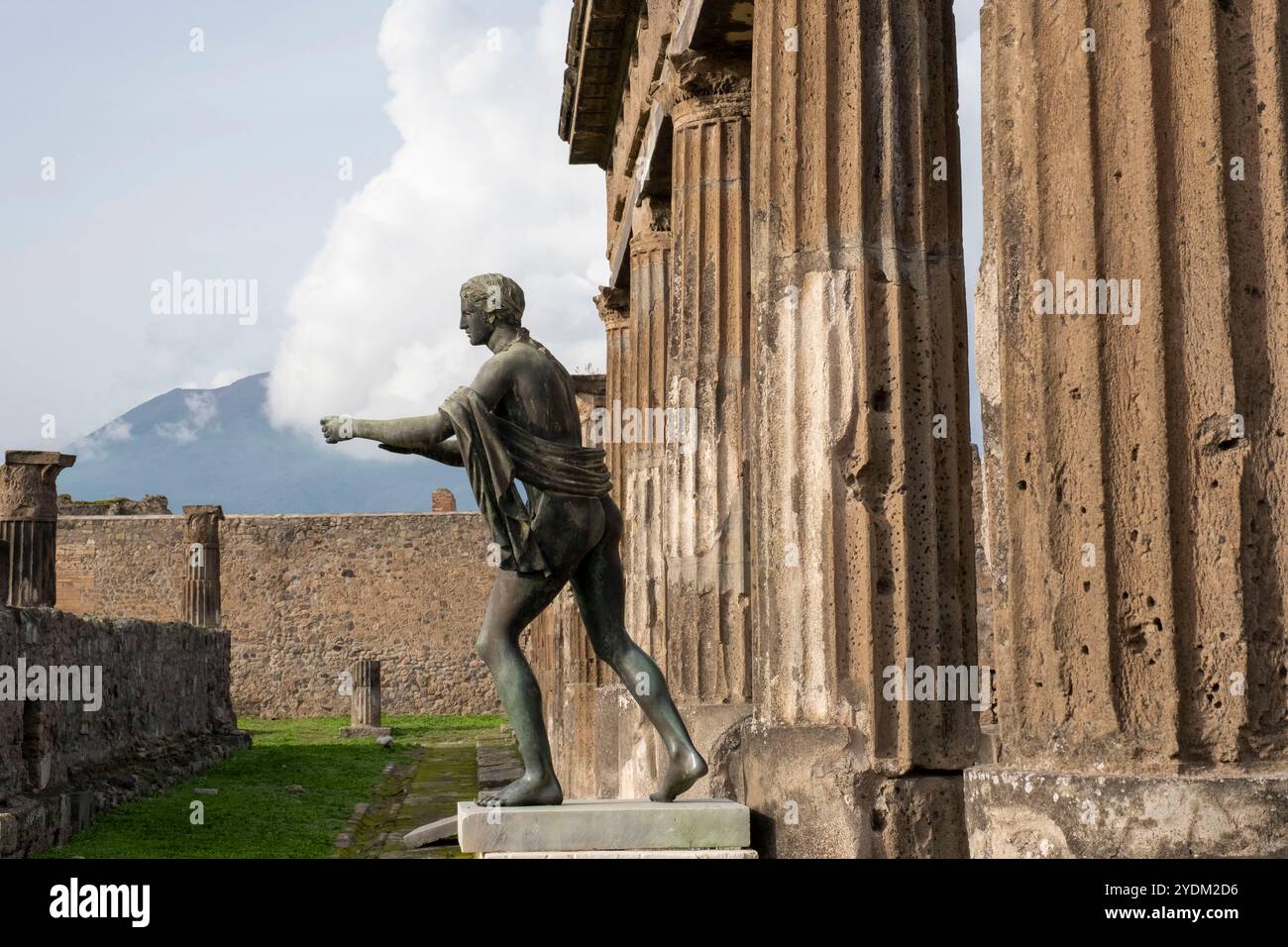 A bronze statue of Apollo as an archer in the Temple of Apollo with the ...