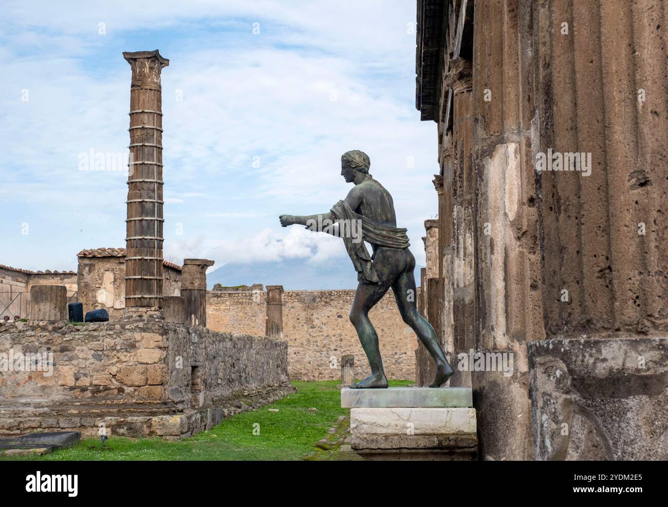 A bronze statue of Apollo as an archer in the Temple of Apollo with the ...