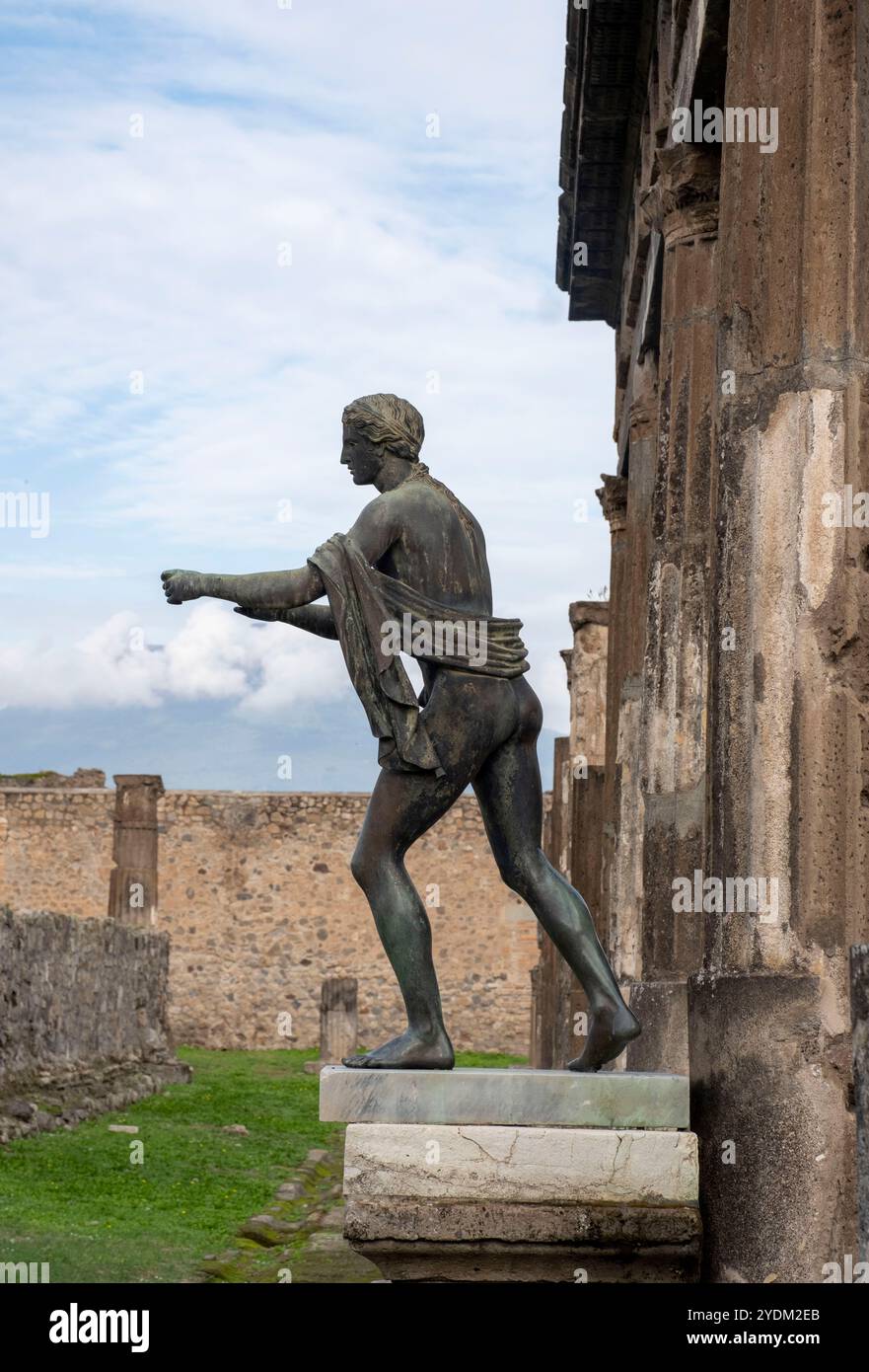 A bronze statue of Apollo as an archer in the Temple of Apollo with the ...