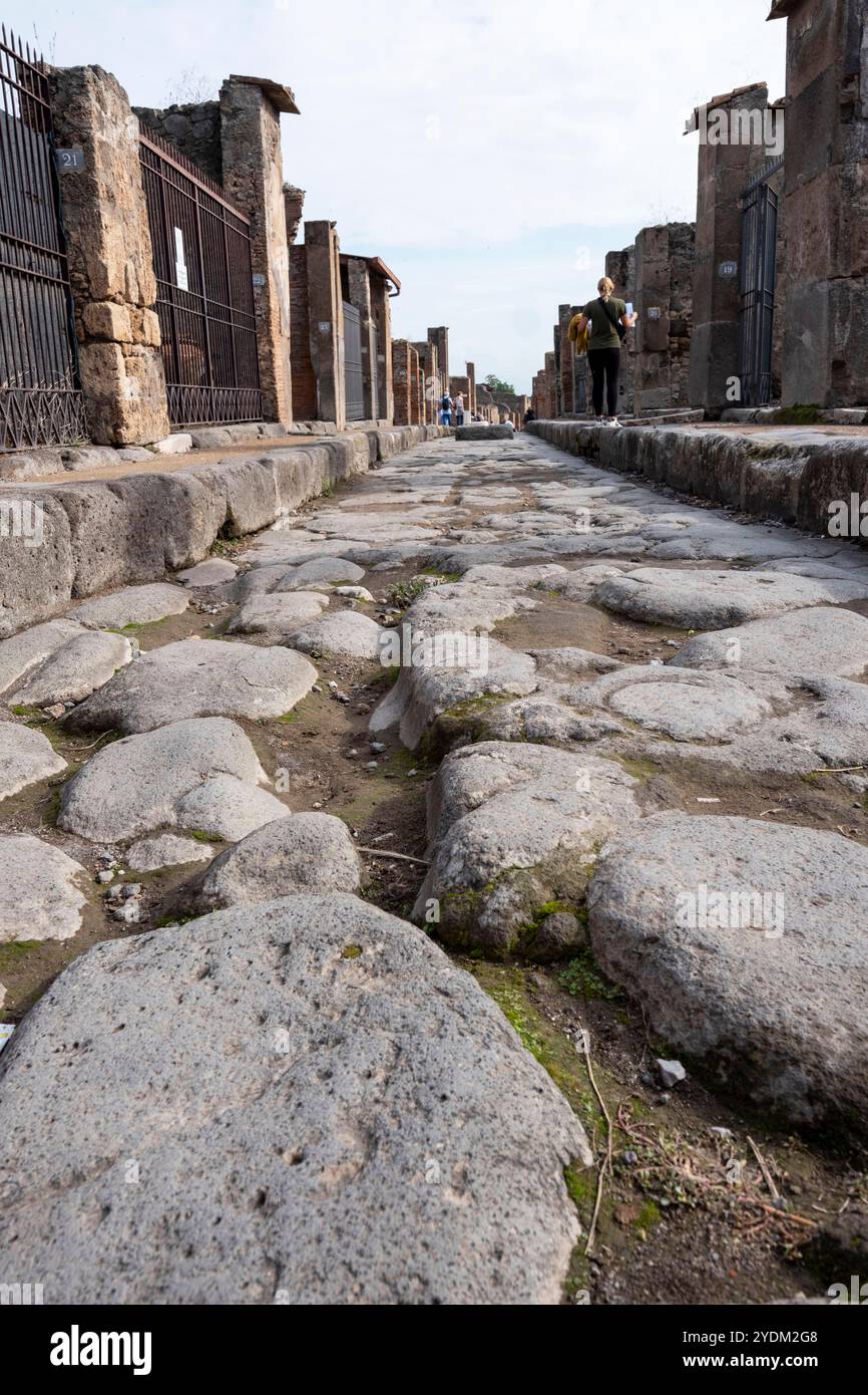 Stone paved street showing wagon and chariot wheel ruts, Archaeological ...