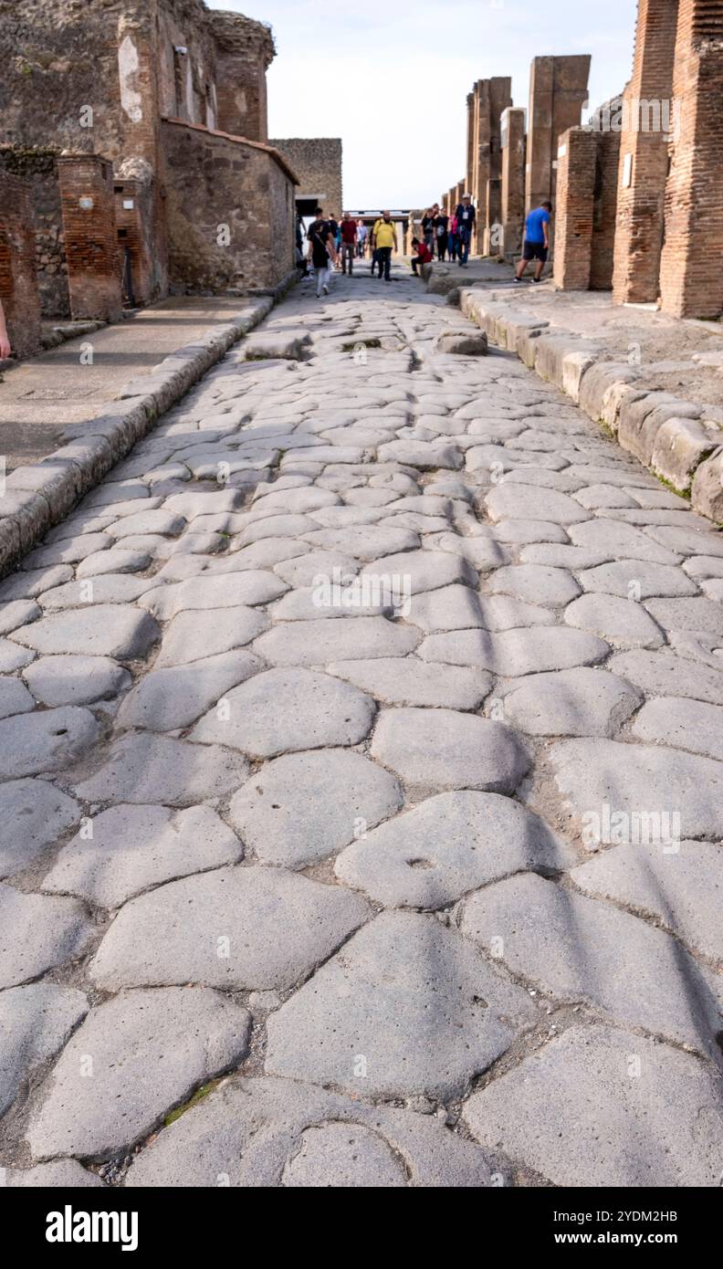 Stone paved street showing wagon and chariot wheel ruts, Archaeological ...