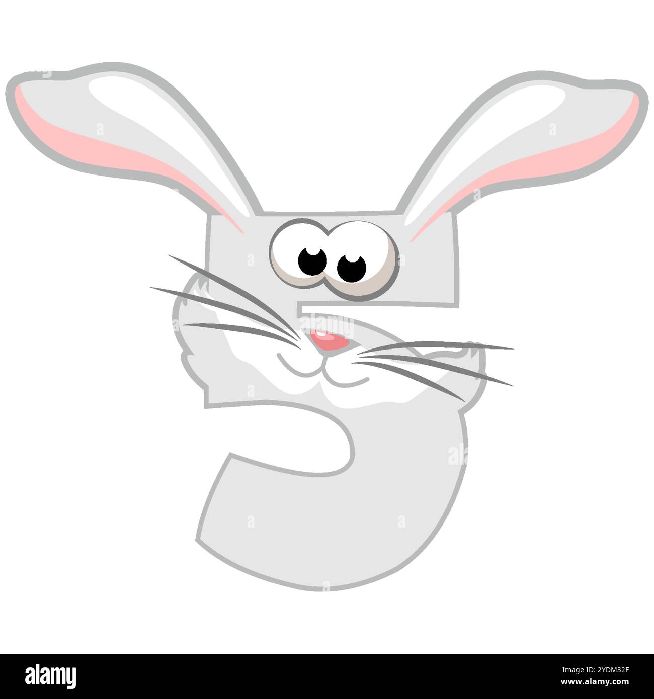 Cartoon rabbit or bunny number 5, figure Five. Cartoon of number with a ...