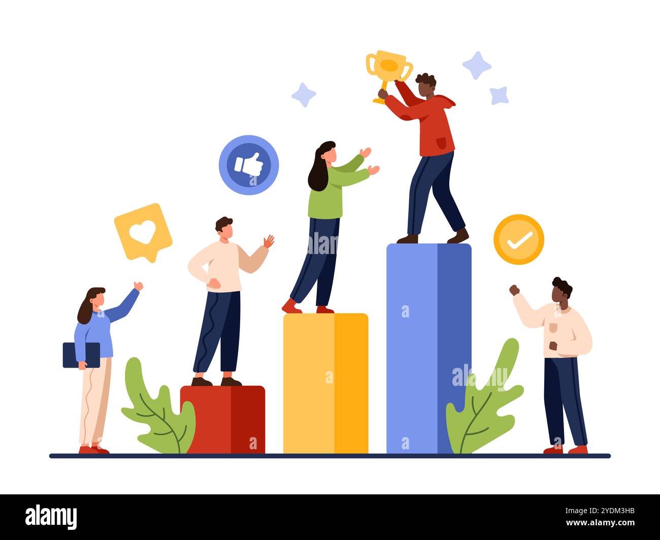 Success business team achievement, leadership, award of finance ...