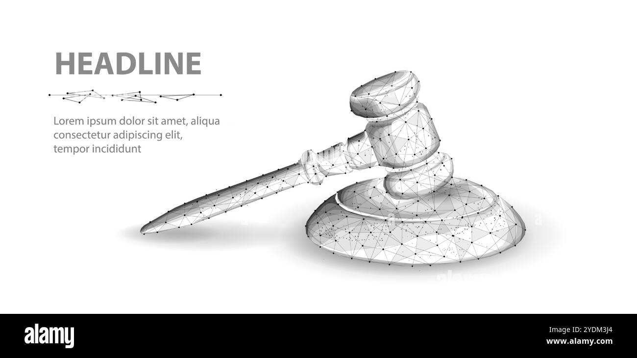 Gavel hammer isolated on white. Law judge, digital justice, legal ...