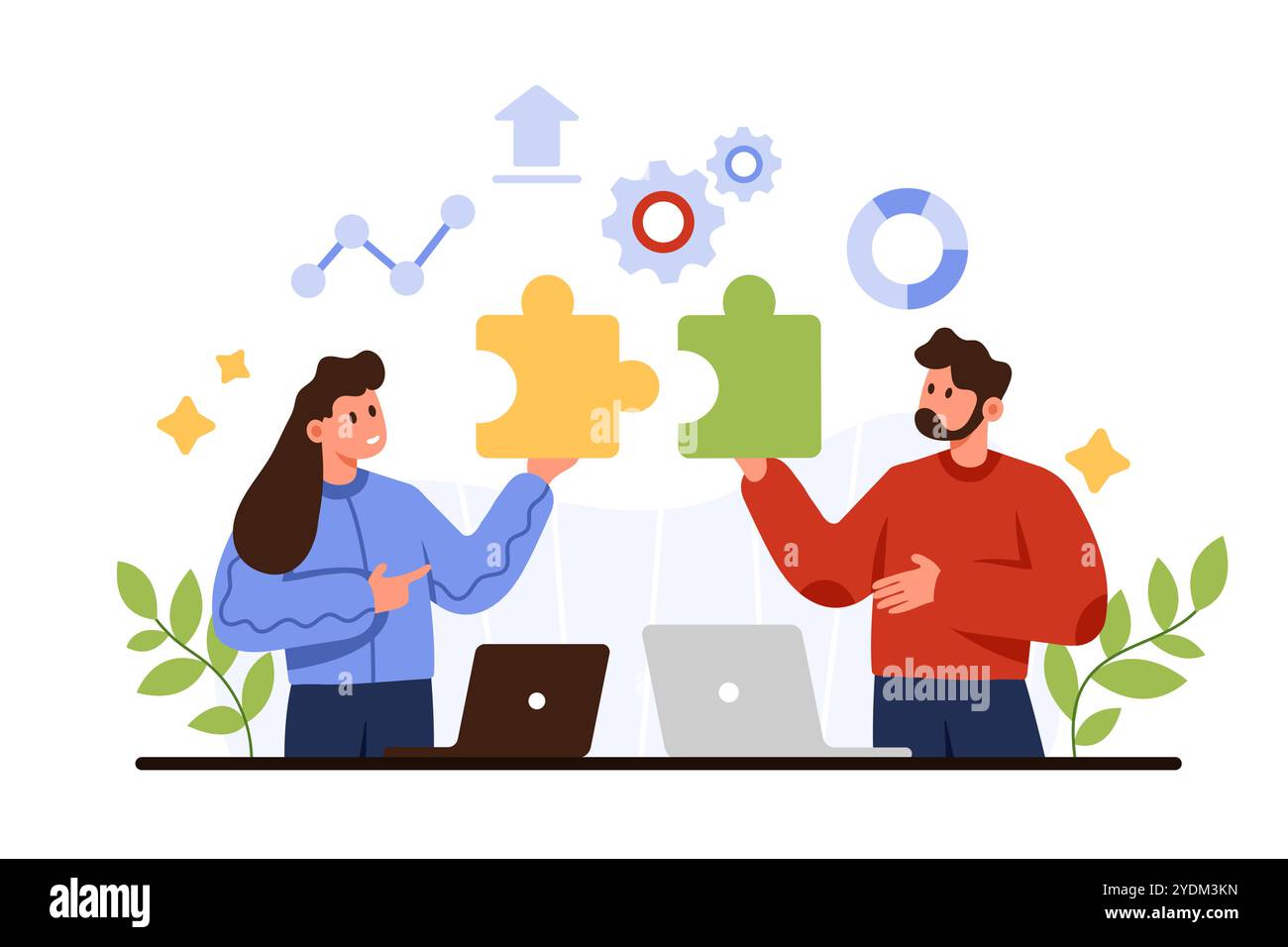 Team building, business partnership for goal achievement, teamwork on ...