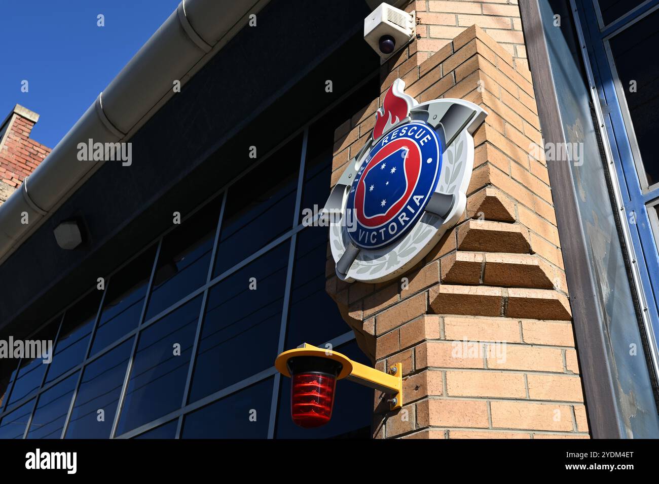 Fire Rescue Victoria logo on the exterior of the FRV Fire Station 35 ...