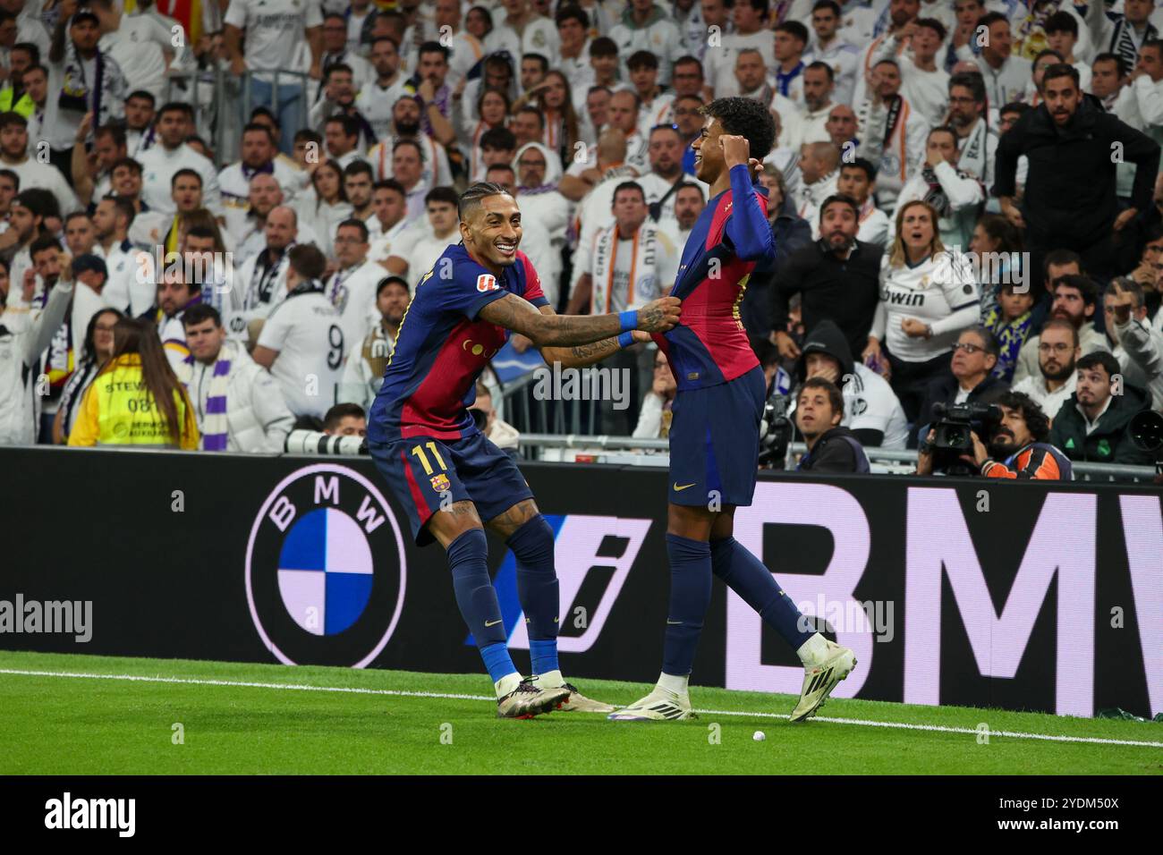 Madrid, Spain. 26th Oct, 2024. Rafinha (L) and Lamine Yamal (R ...
