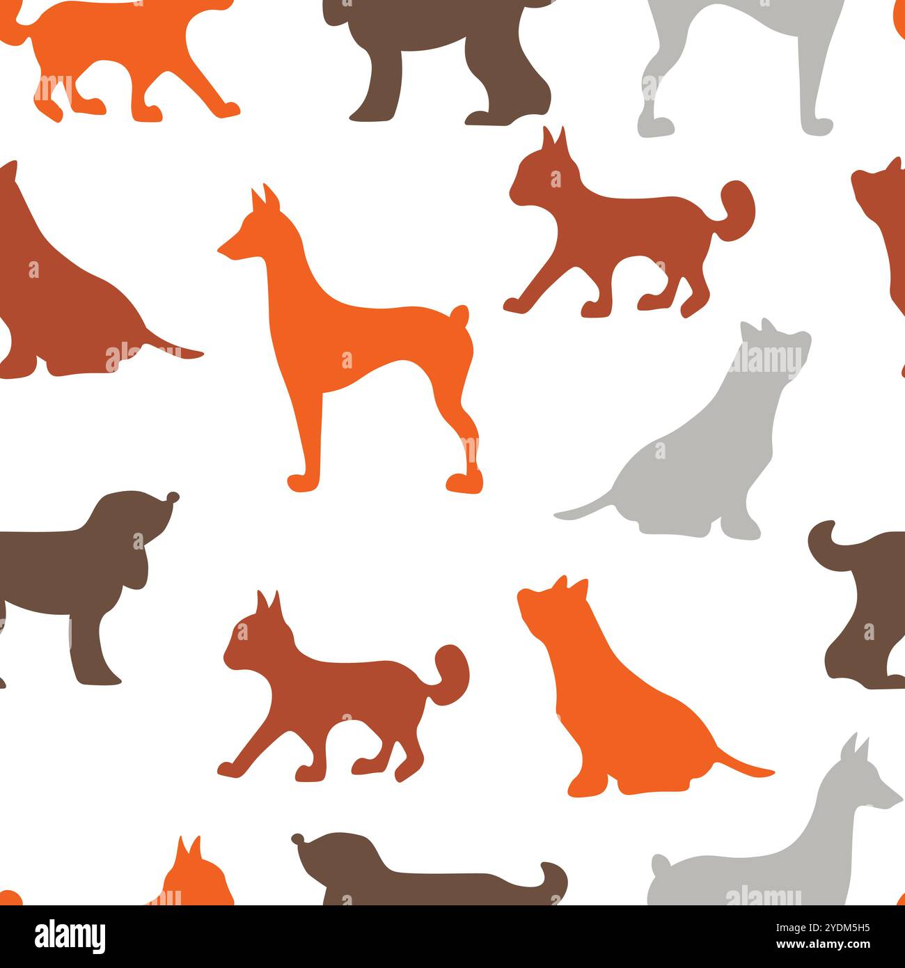 Vector seamless repeating childish pattern with cute dogs, cats in ...