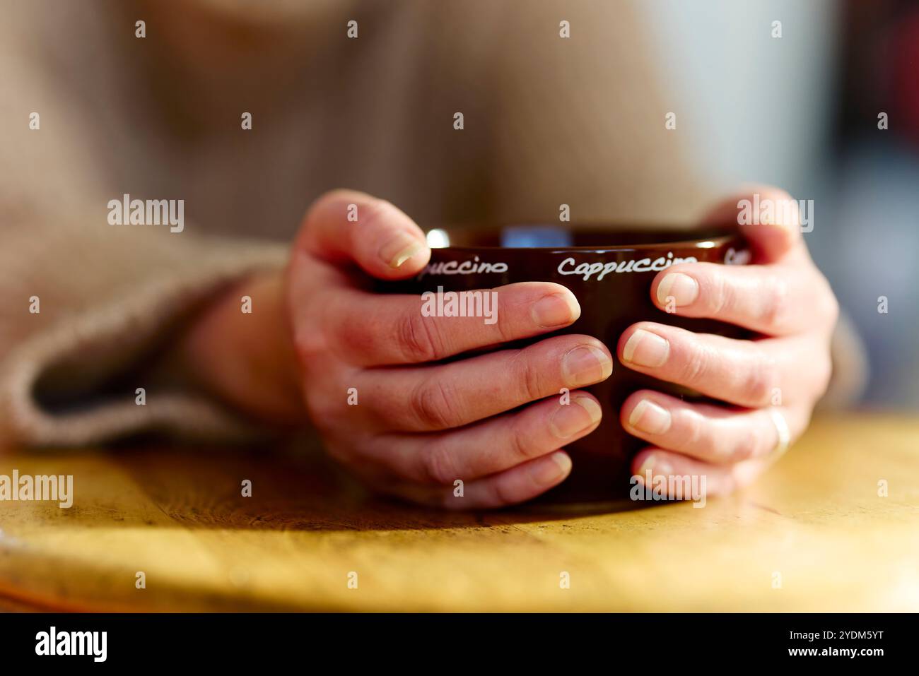 Cup coffee on table woman hi-res stock photography and images - Alamy