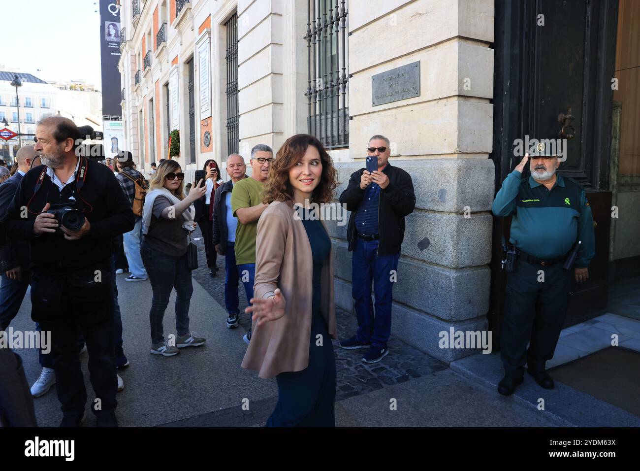 Madrid, 21/10/2022. Puerta del Sol. President of the CAM, Isabel Díaz ...
